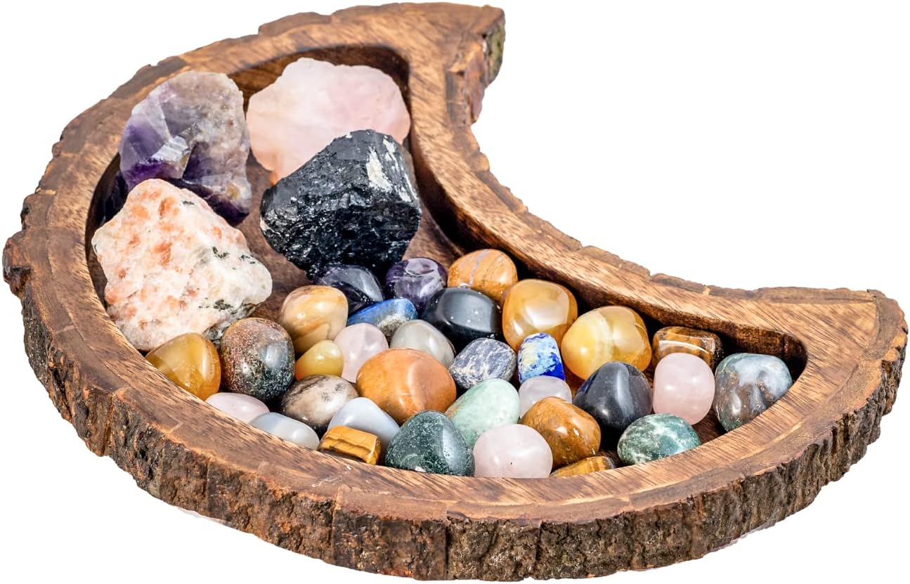 Amazon.com: Black Crystal Display Gothic Tray - Moon Shaped Altar Tray ...