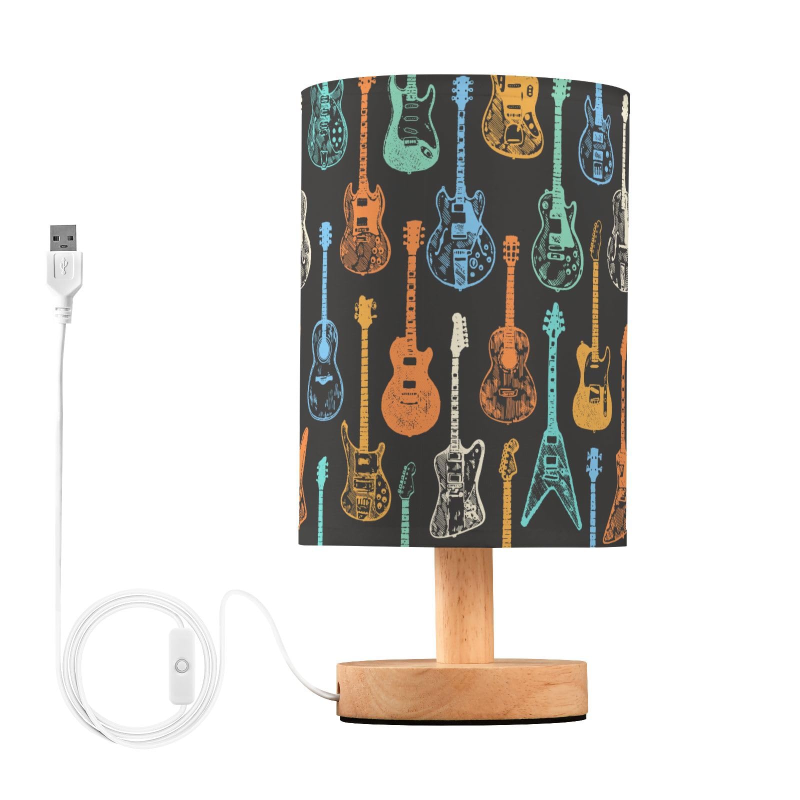SPRIPORT Electric Acoustic Guitar Bedside Table Lamp for Bedroom ...