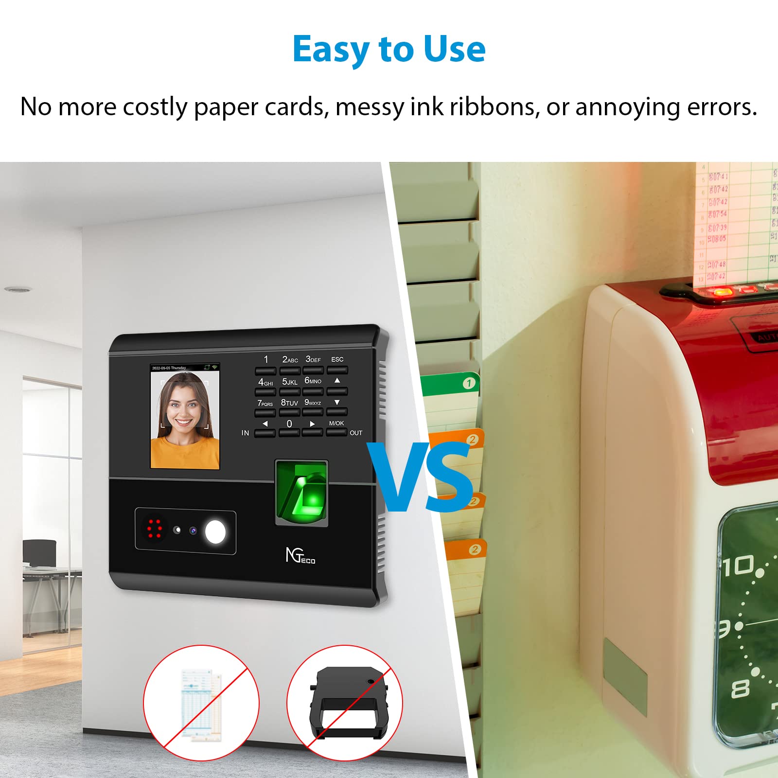 Snapklik.com : NGTeco Time Clock, Time Clocks For Employees Small Business