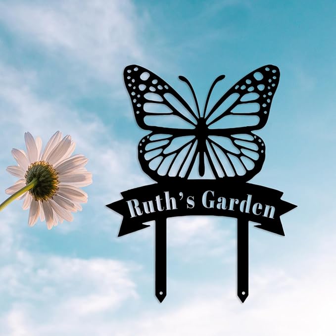 Amazon.com: Custom Butterfly Sign, Personalized Garden Sign, Garden ...