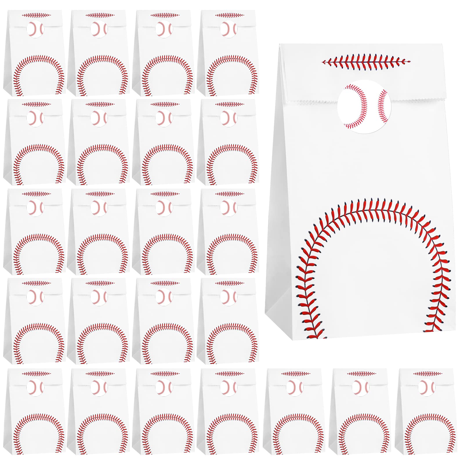 Amazon.com: durony 24 Pack Baseball Gift Bags Paper Treat Bags Baseball ...
