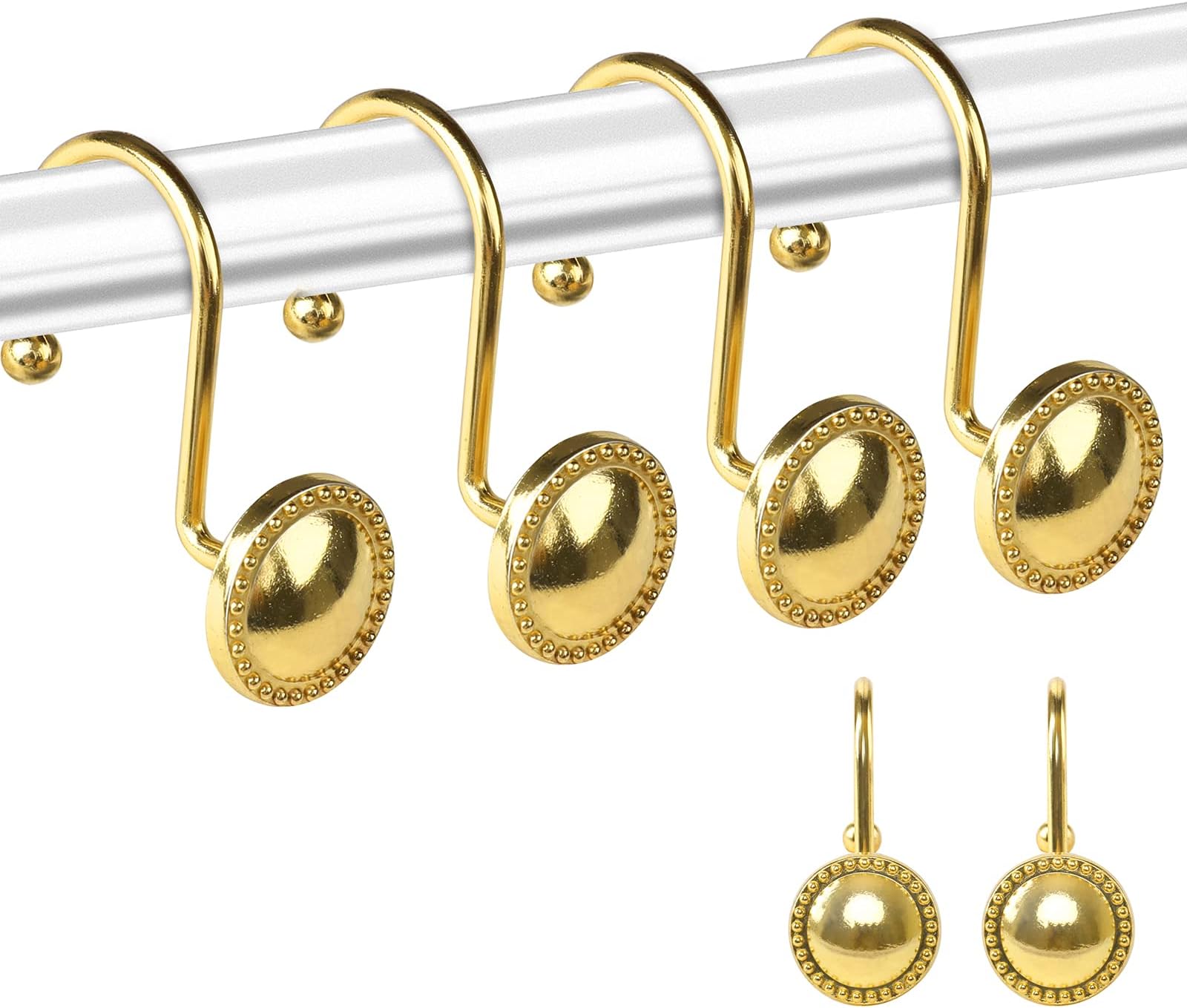 Amazon.com: JUXYES Pack of 12 Golden Hollow Ball Shower Curtain Hooks ...