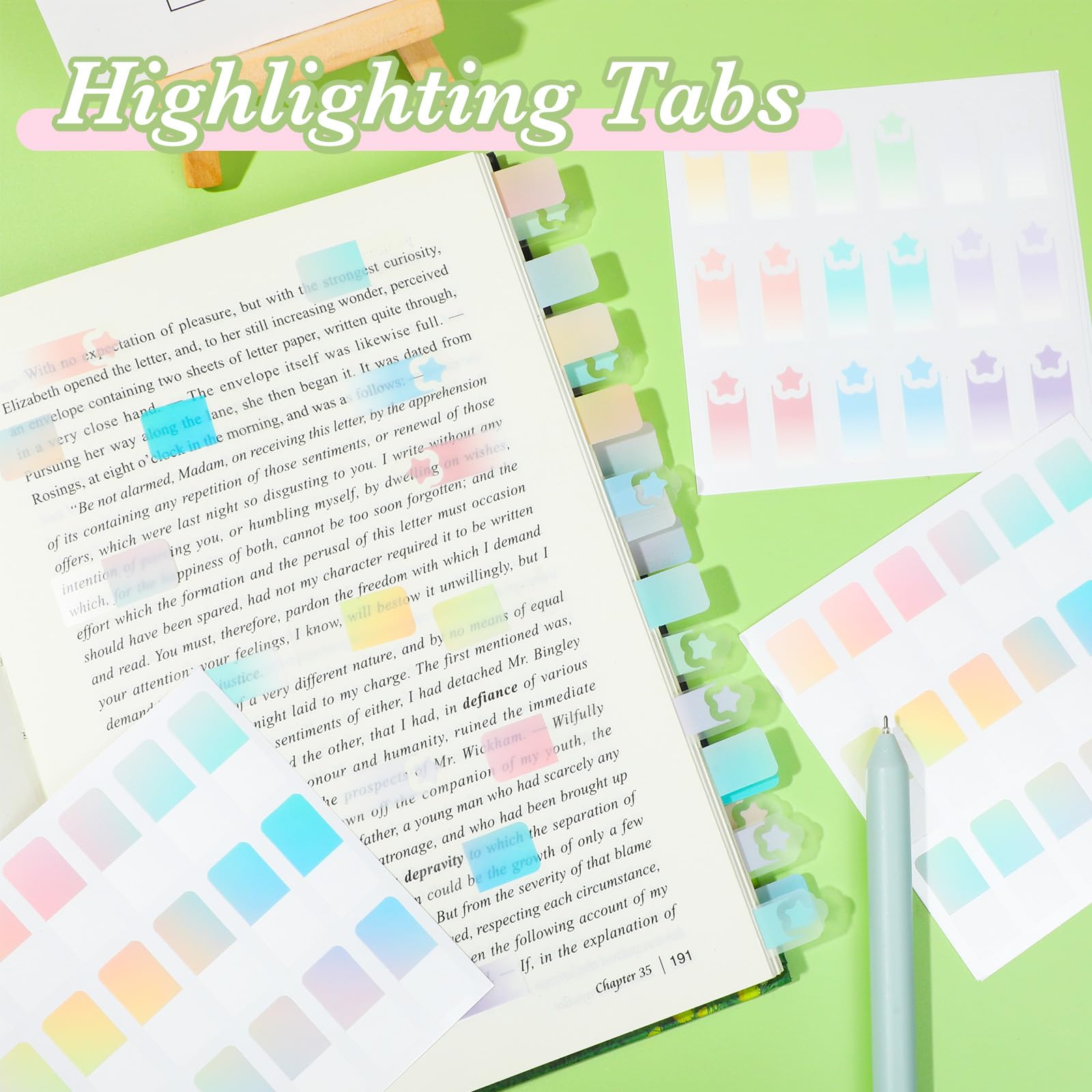 Snapklik.com : 990 Pieces Book Sticky Index Tabs, Transparent Gradient ...