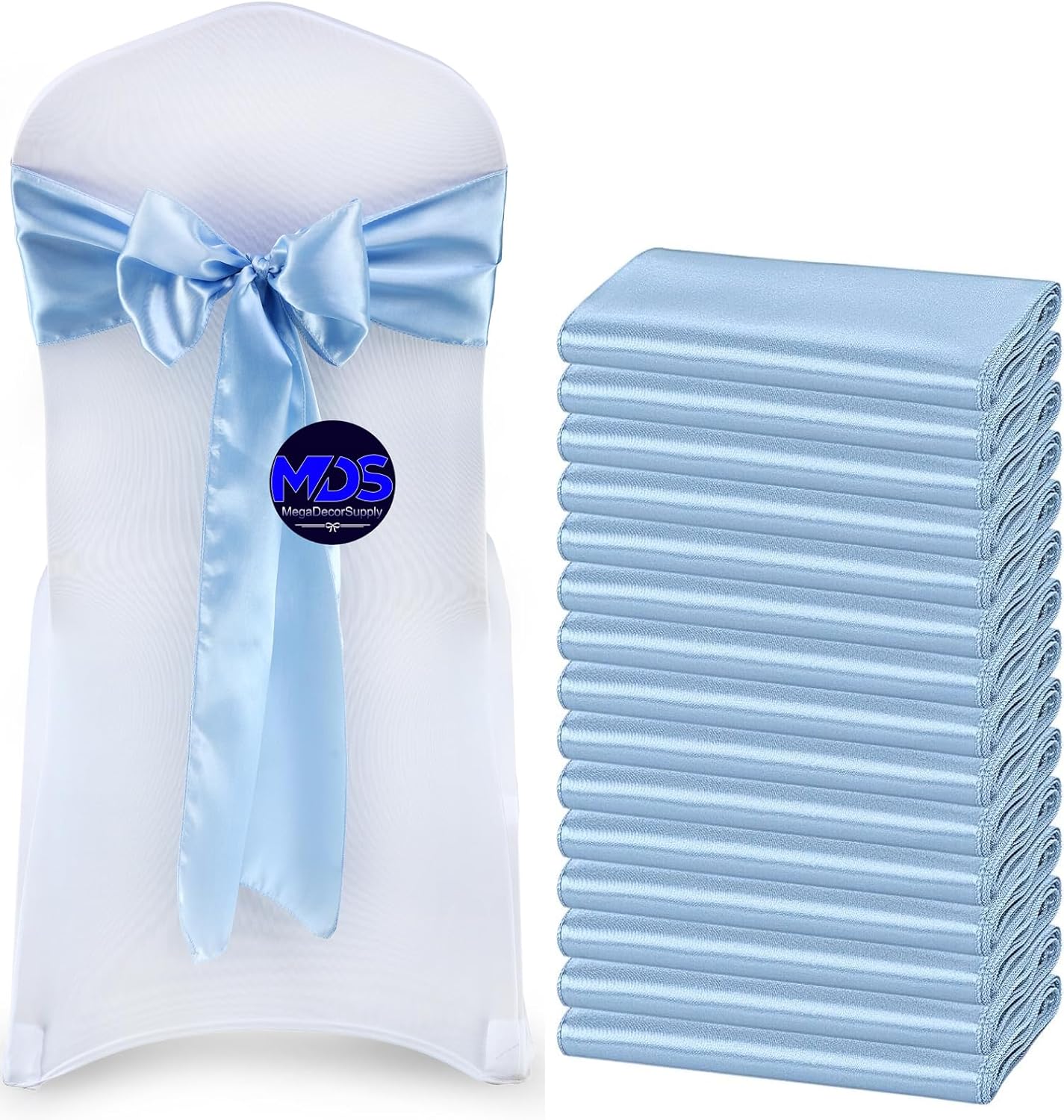 Amazon.com: MDS Pack of 50 PCS Satin Chair Sashes Charmeuse Sateen ...
