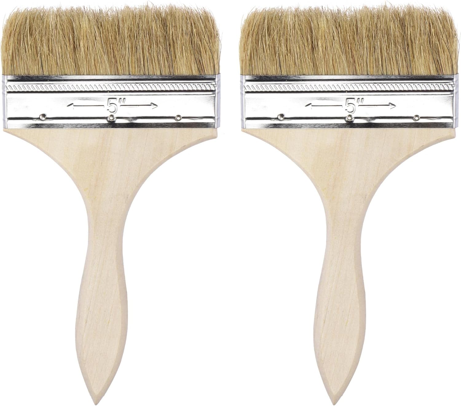 uxcell 2Pcs 4 Inch Paint Brush Natural Bristle Flat Edge with Wood ...