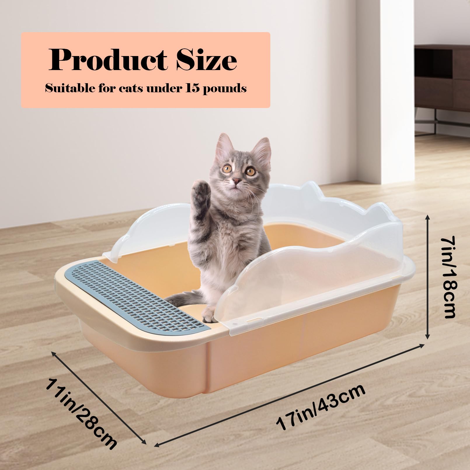 2pieces kathson Open Cat Litter Box with High Side,Anti-Splashing Cats ...