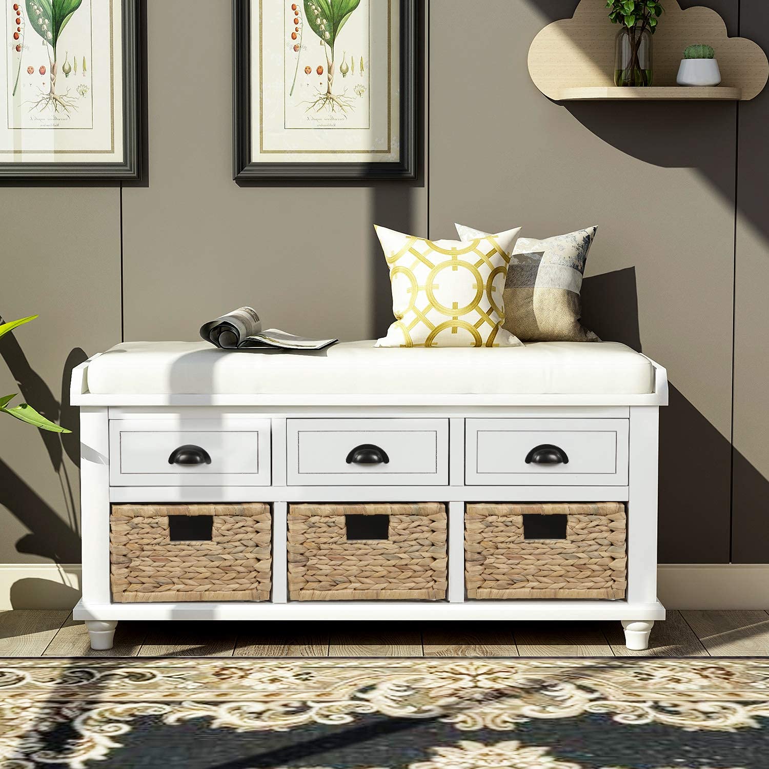 Amazon.com: Merax Wood Storage Bench Homes Collection with 3 Removable ...
