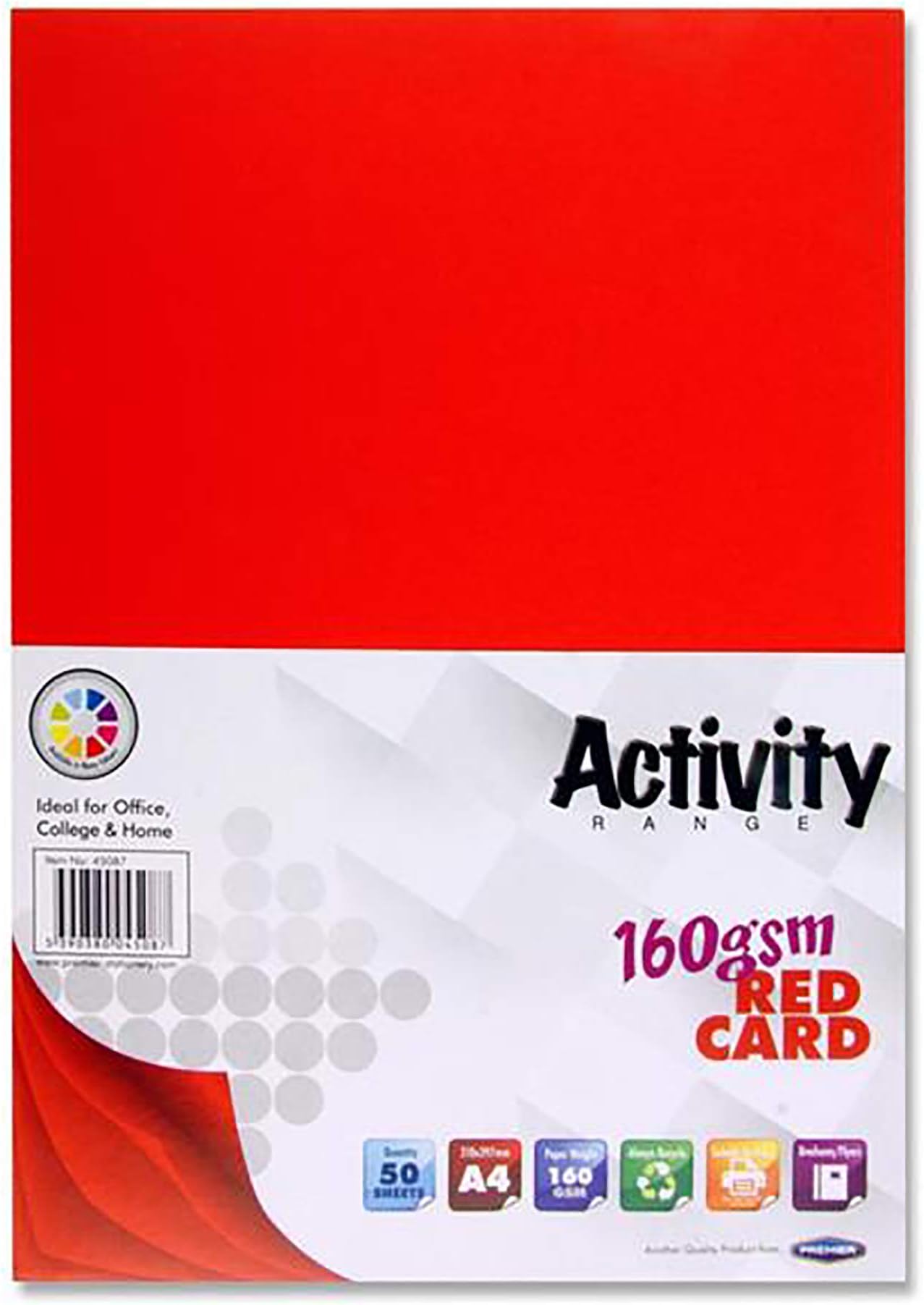 Premier Stationery A4 Red Coloured Card (160gsm). Pack of 50, Double ...