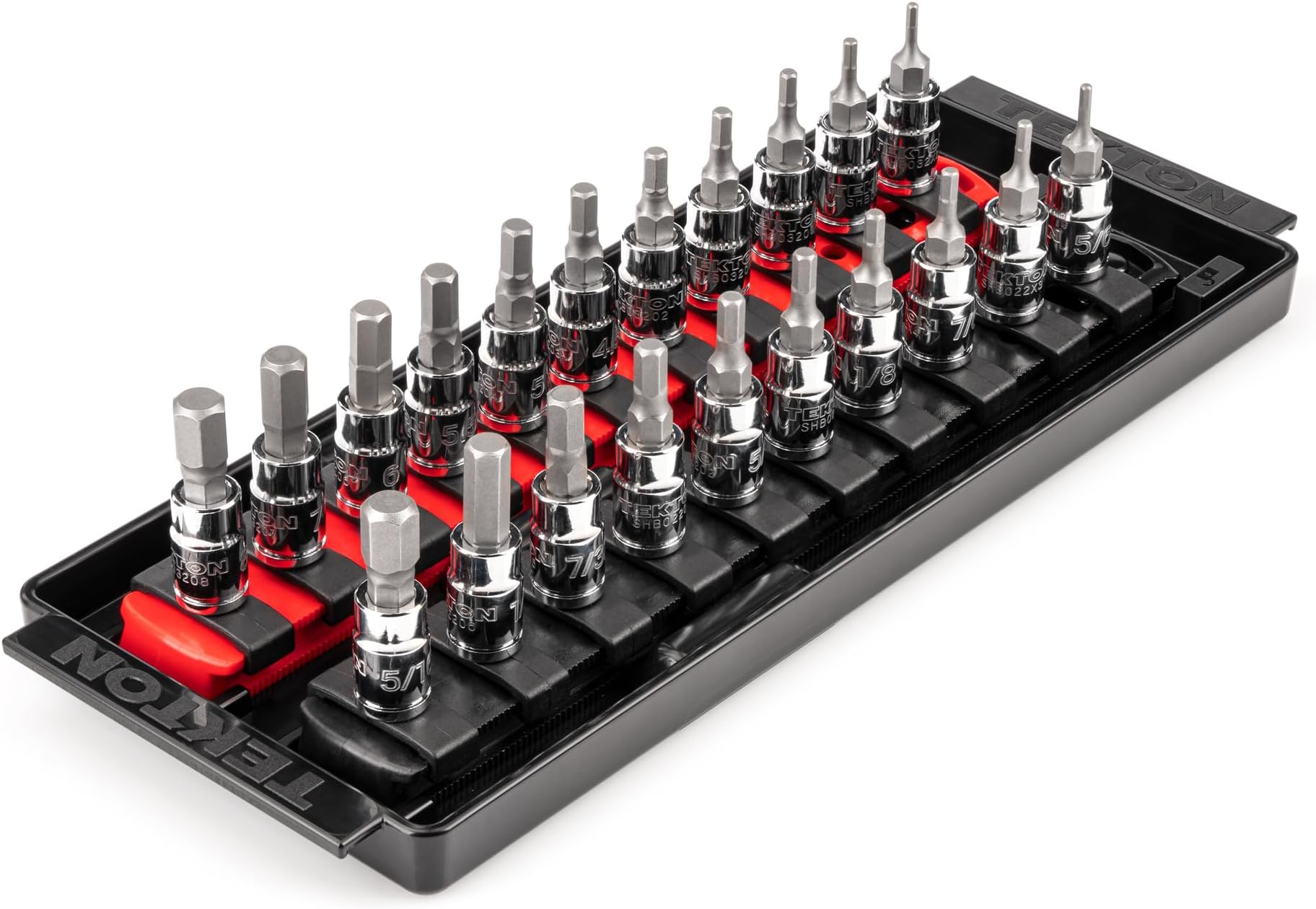 TEKTON 3/8 in Drive Hex Bit Socket Set with Rails, 19-Piece (1/8-3/8 in ...