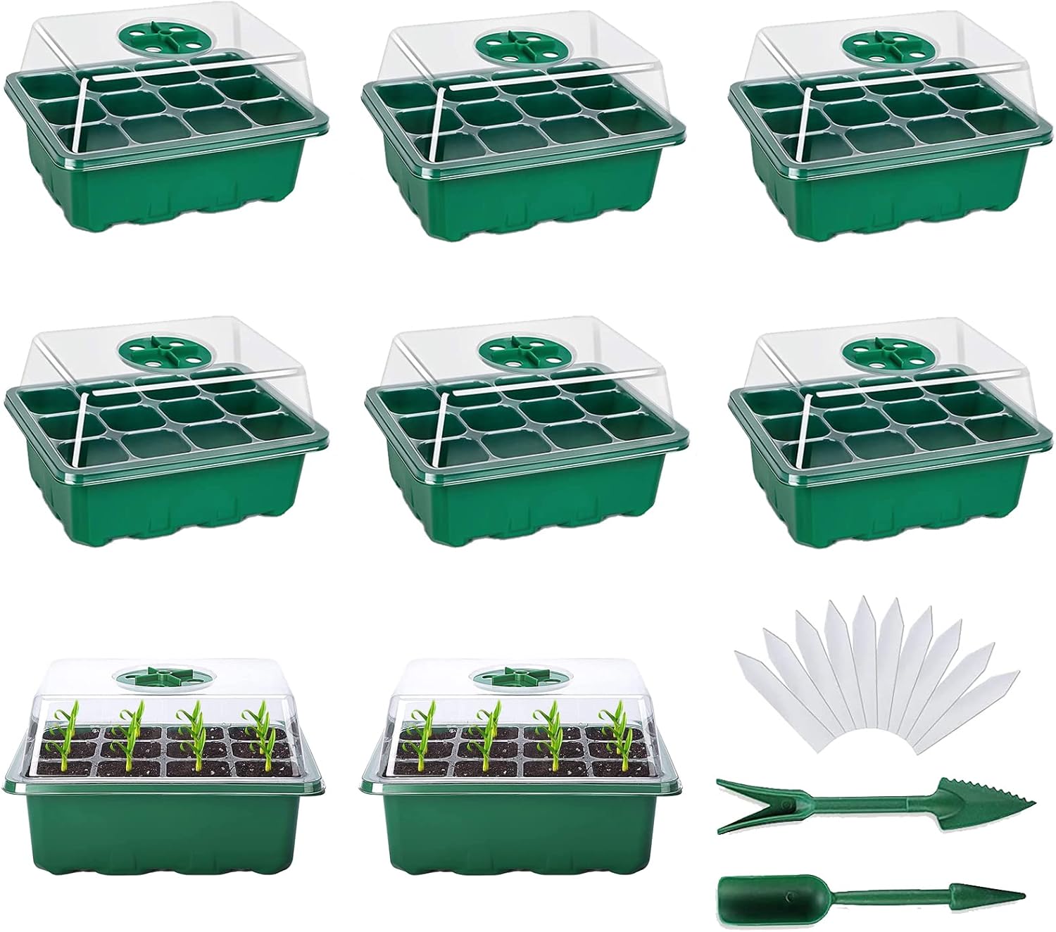 Seed Trays, 8 Pack 96 Cells Propagator, Plant Germination Kit with ...