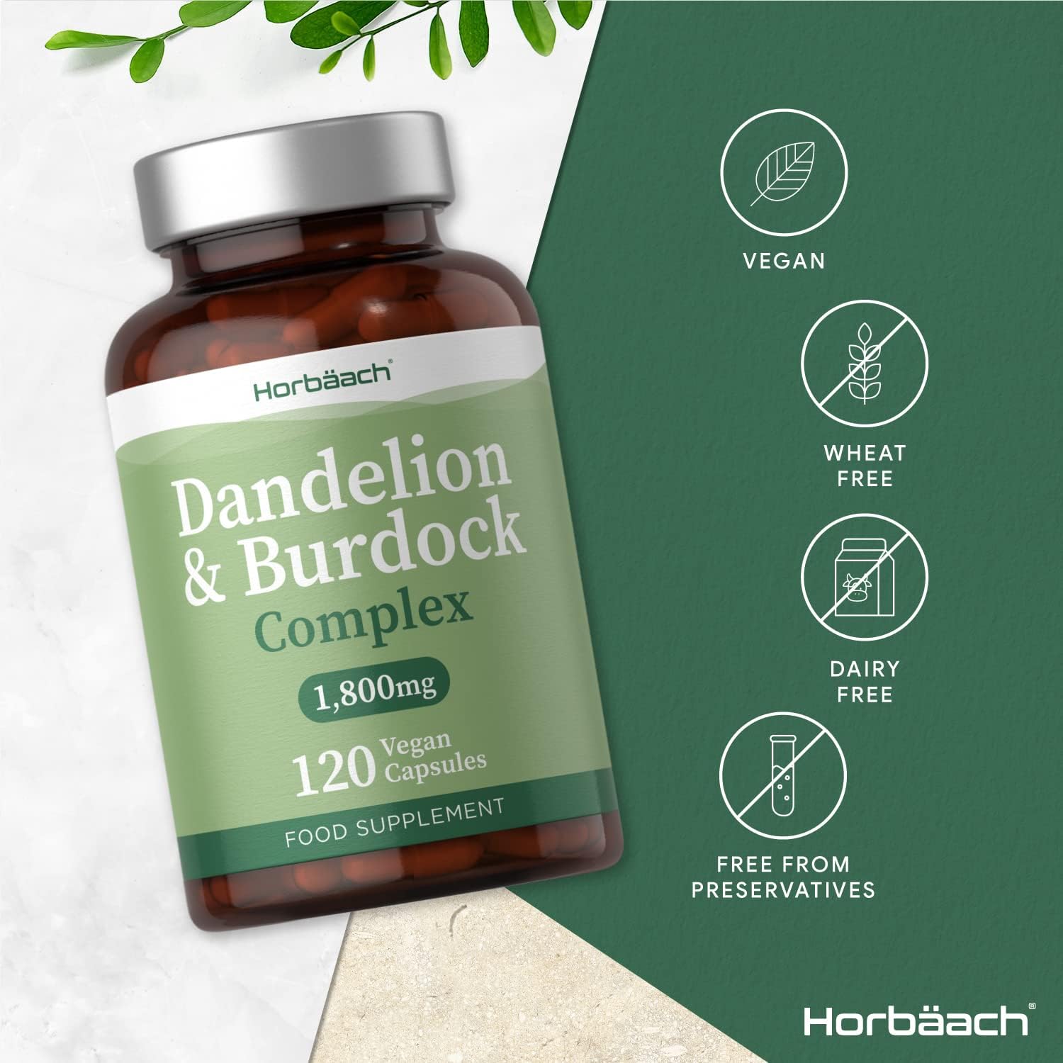 Dandelion and Burdock Capsules | 1800mg Complex | 120 Vegan Capsules ...