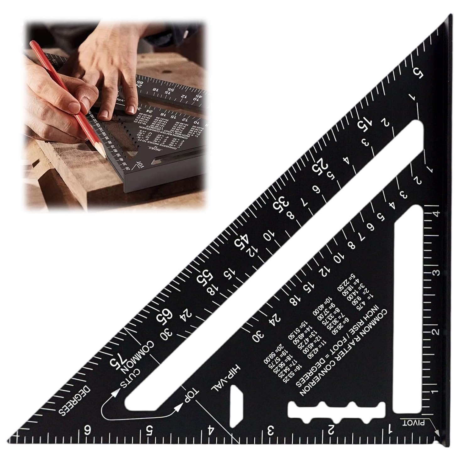 180mm Aluminium Speed Square, Imperial Carpenters Square Tool, Rafter ...