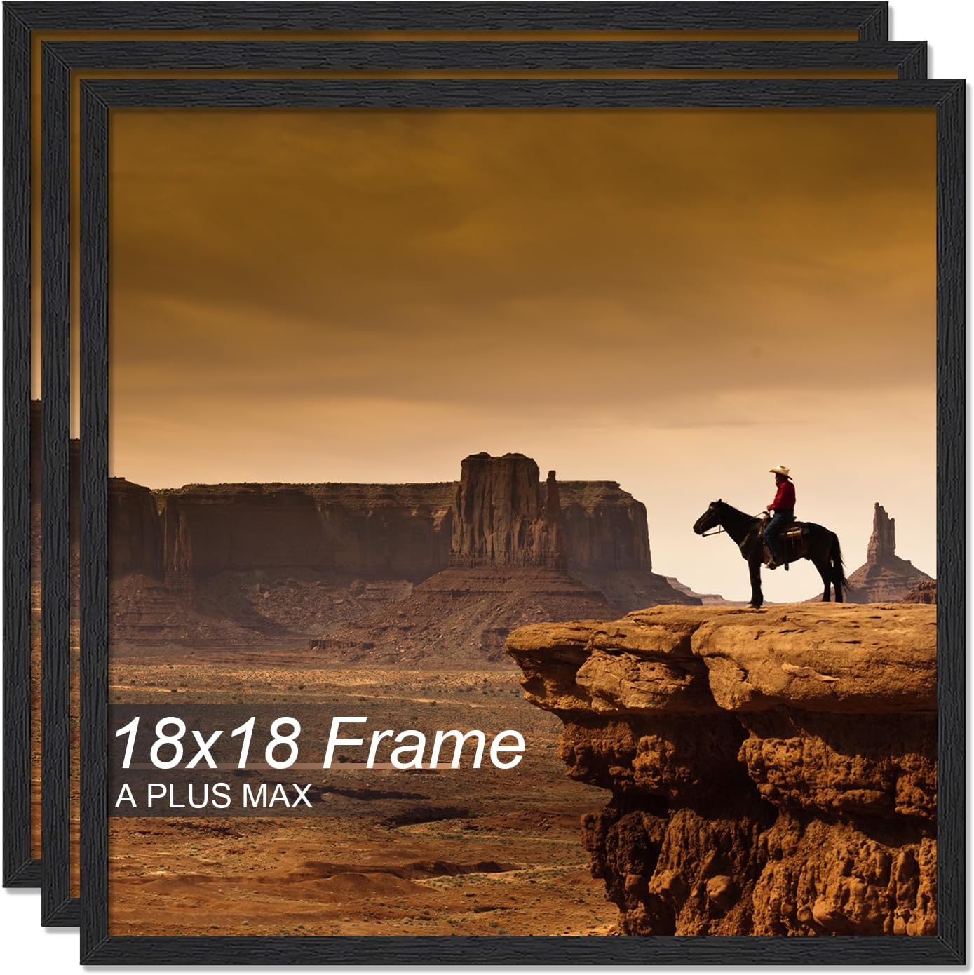 Amazon.com - A PLUS MAX Square 18x18 Frame Set of 3, Black Engineered ...