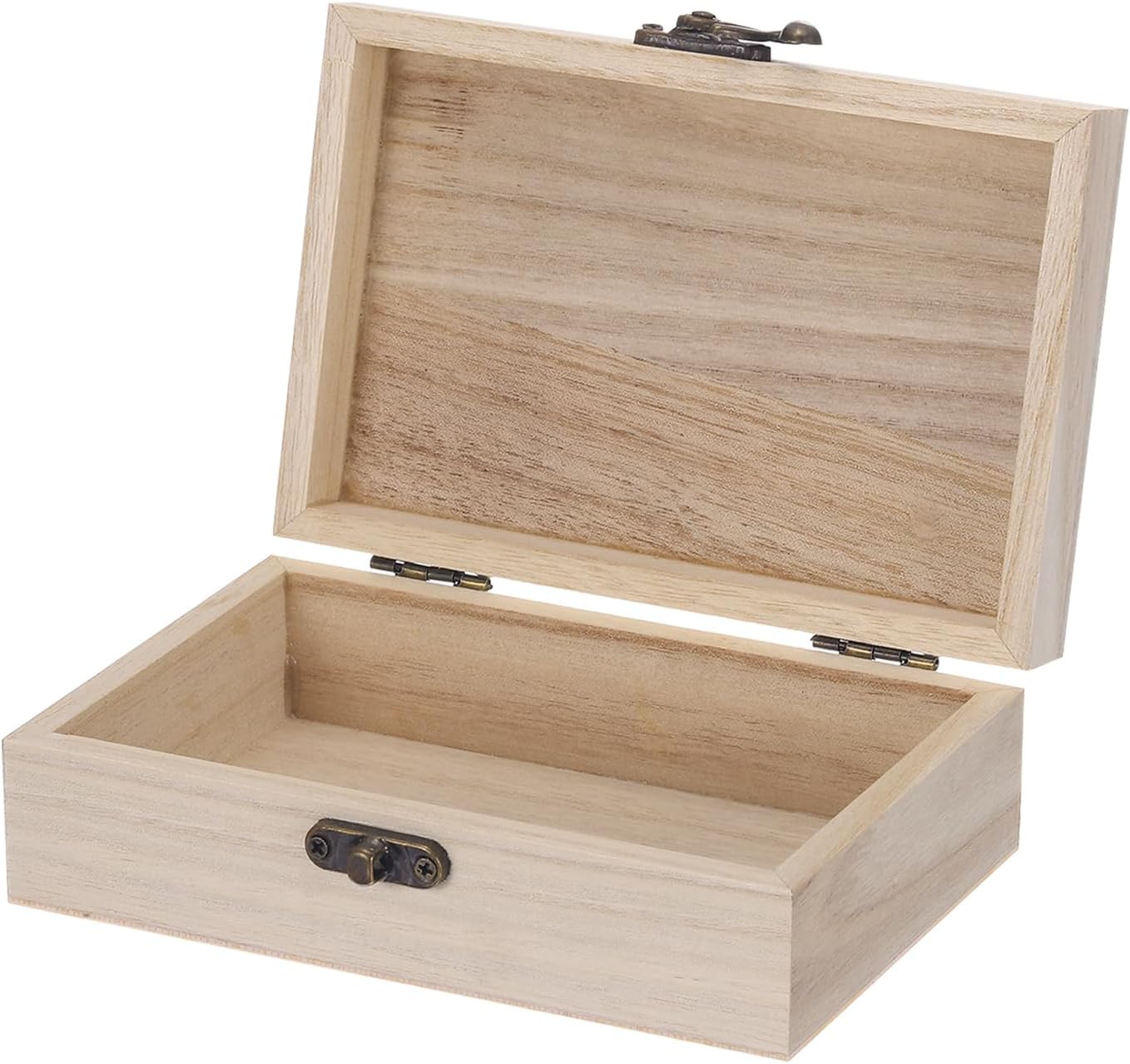 Amazon.com: MECCANIXITY Unfinished Wooden Box with Hinged Lid,Small ...