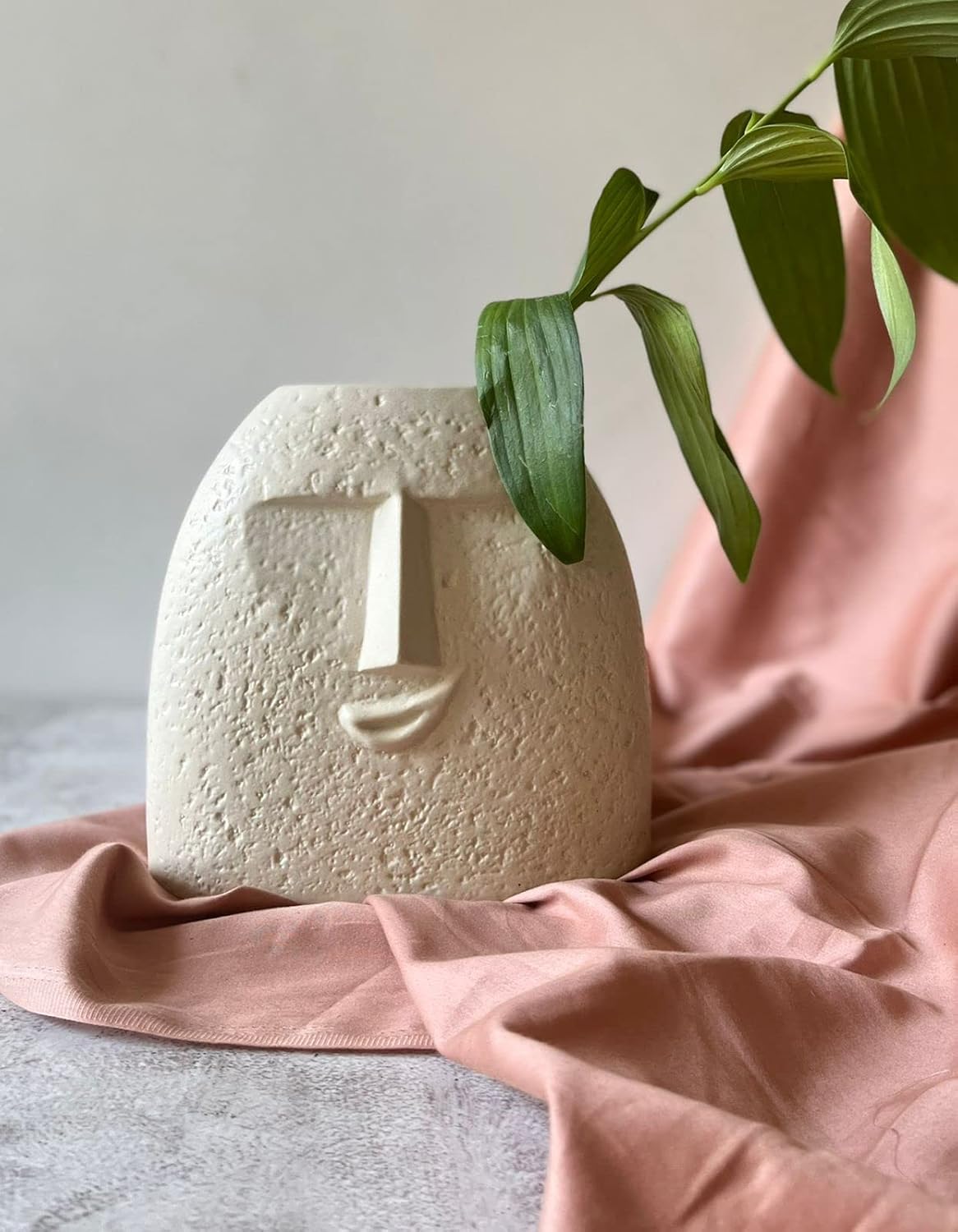 Buy Craftribal Ceramic Textured Smiling Face Vase | Ceramic Flower Vase ...