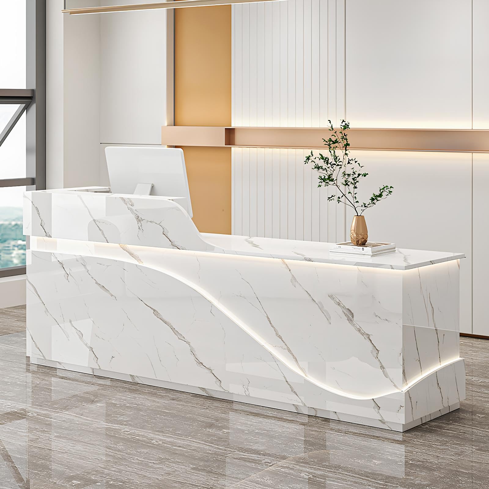 Amazon.com: Reception Desk, Front Desk Retail Counter with Lockable ...