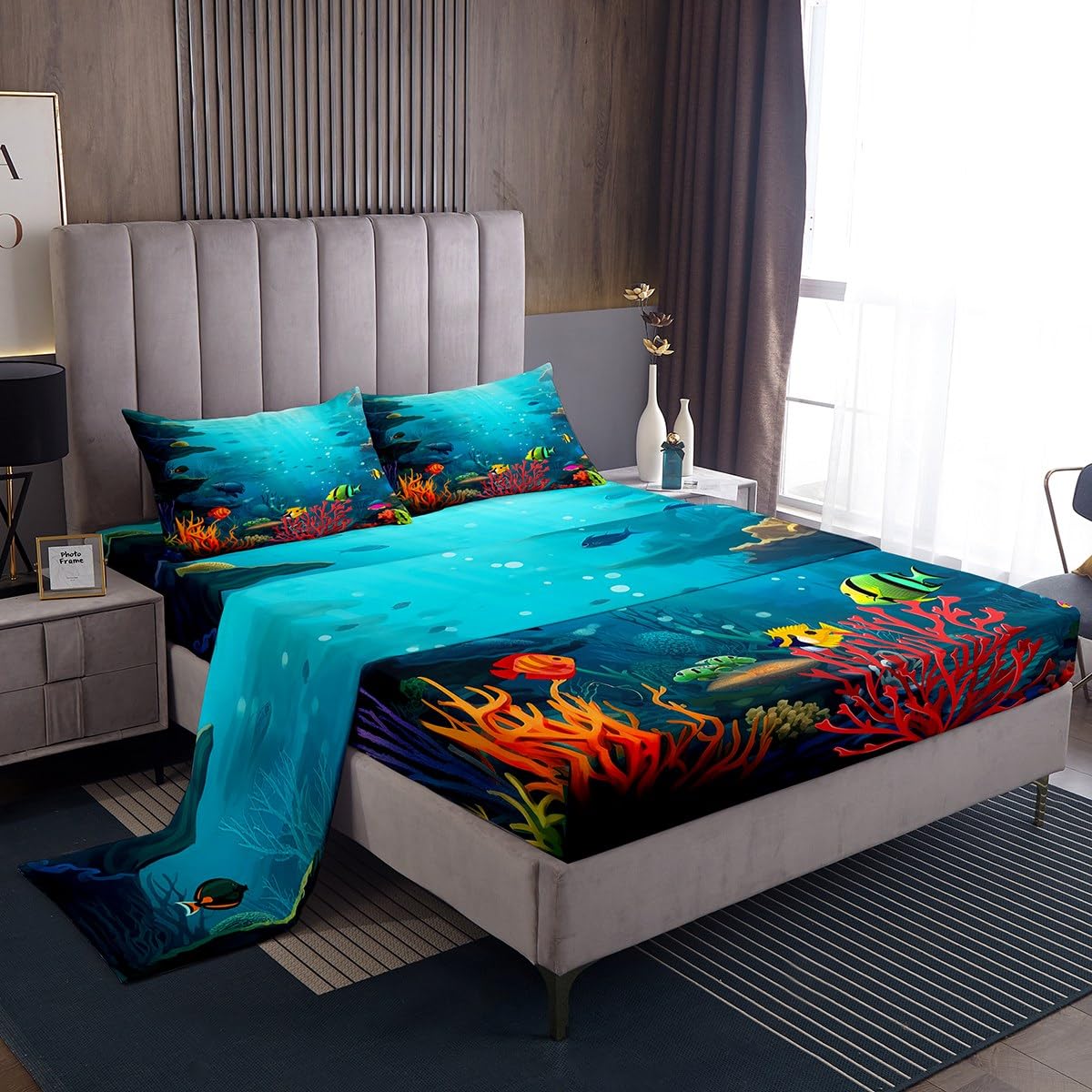 Amazon.com: Underwater World Bedding Set,3D Sea Turtle Tropical Fish ...