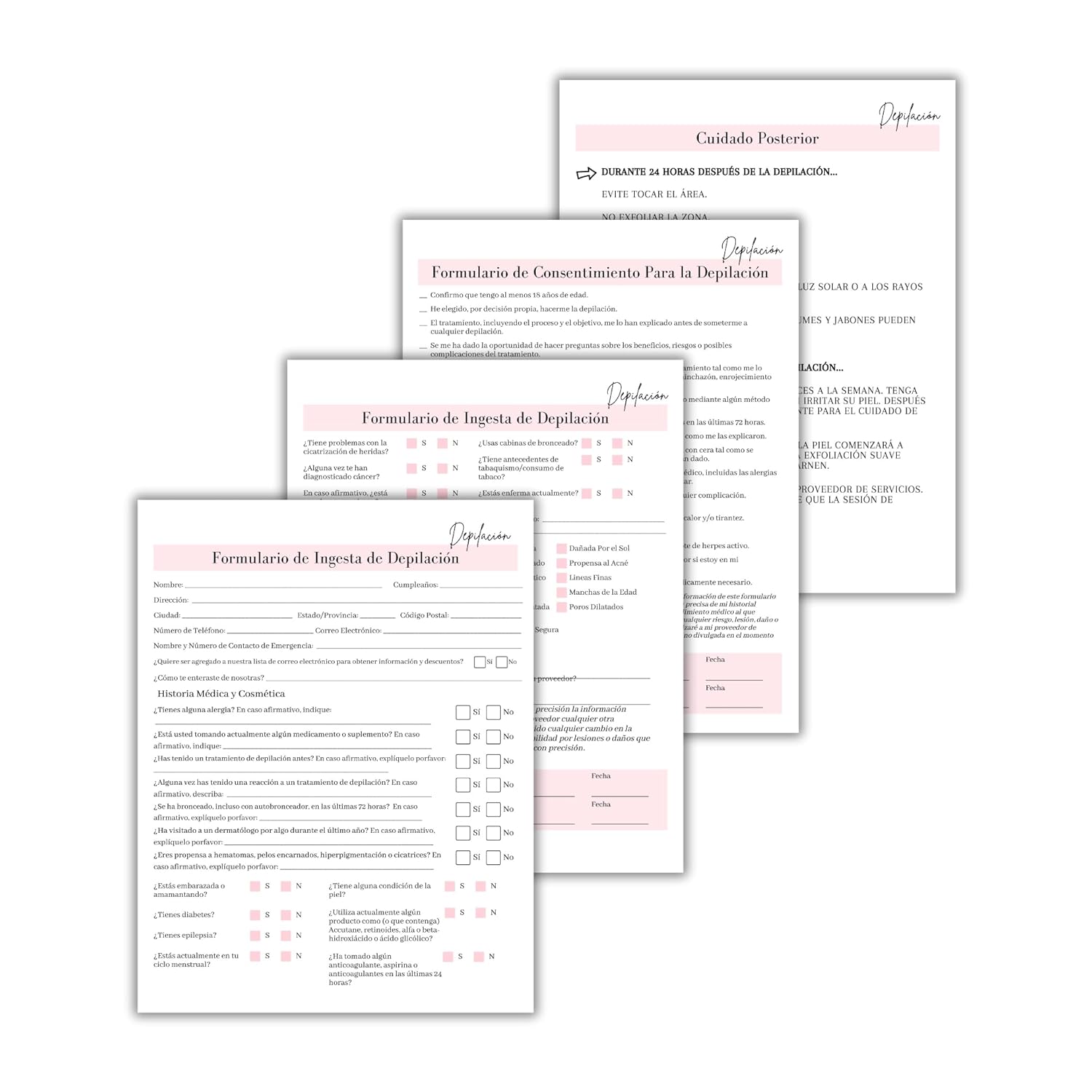 Amazon.com: Spanish Waxing Consent, Intake, Aftercare and Consultation ...