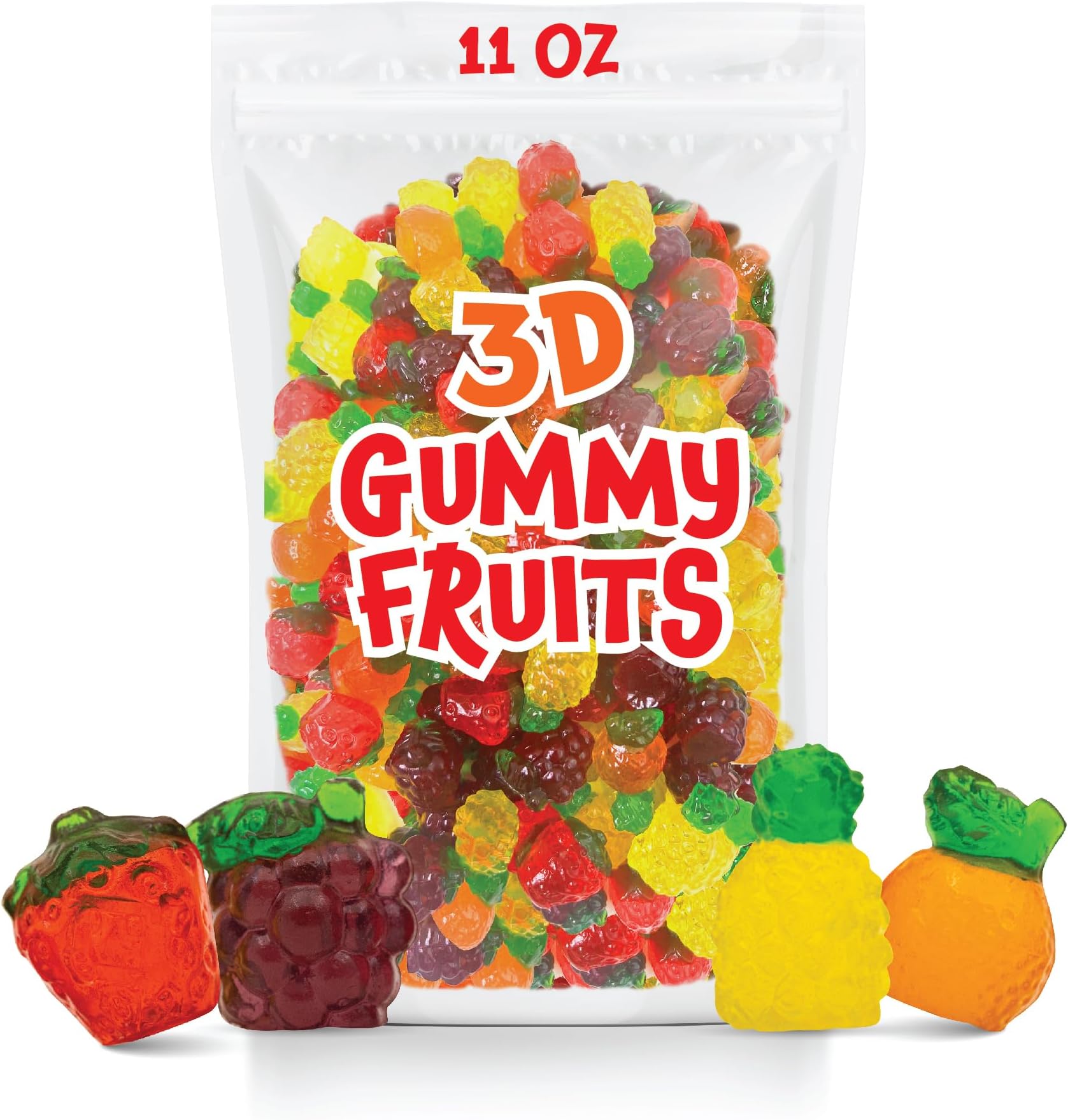 Amazon.com : Fruit-Shaped Gummies 3D Candy, Assorted Flavors, 11-Ounce ...