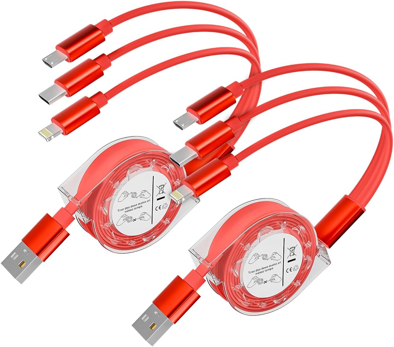 Amazon.com: Firsting Multi Charging Cable (2 Pack 5FT), Retractable 3 ...