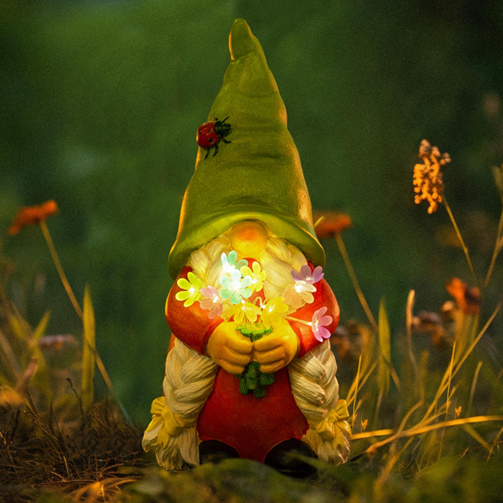 Amazon.com: WONDHOME Solar Garden Gnome Lady Statues Outdoor Gnomes ...