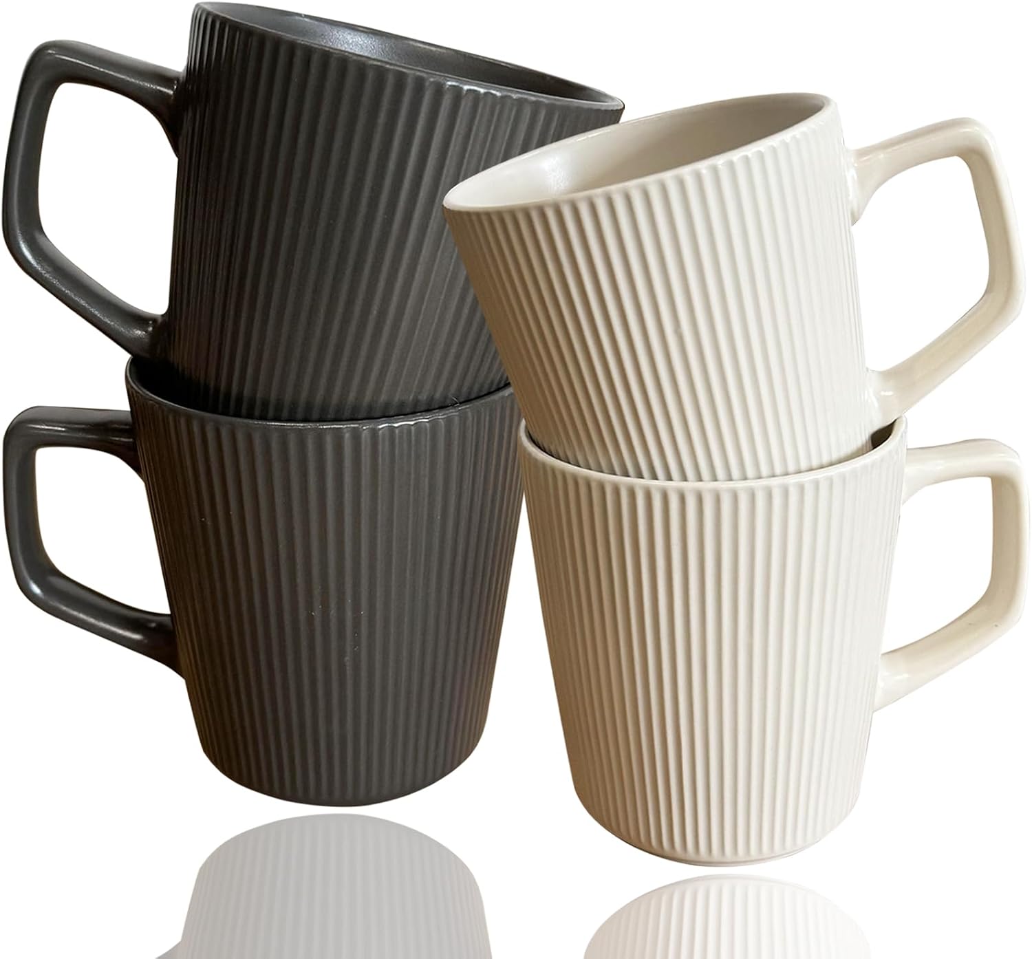 Amazon.com: Scmbucus Ceramic Coffee Mugs Set of 4, 16Oz Vertical ...