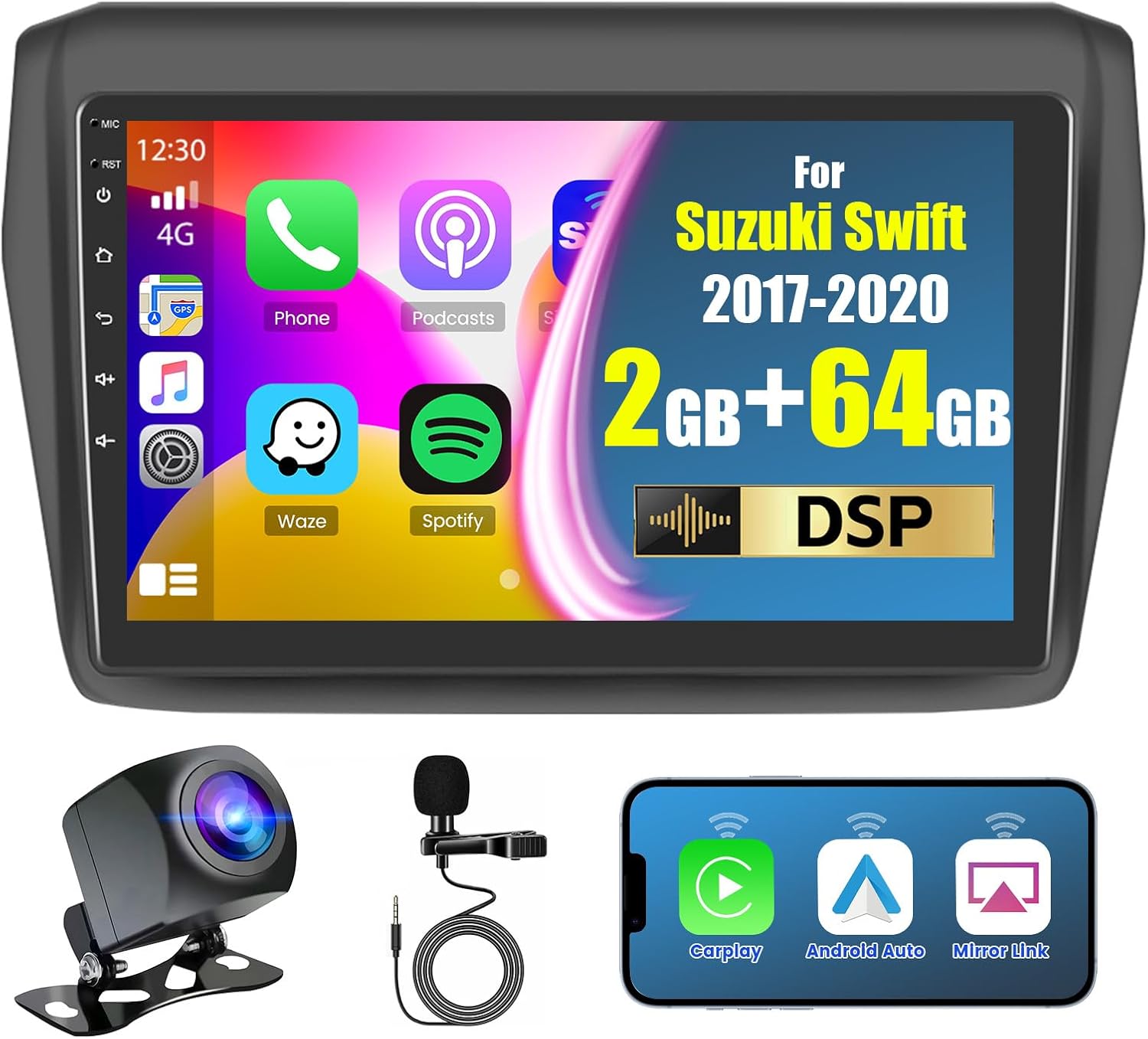 Amazon.com: Hikity for Suzuki Swift 2017-2020 Android 15 Car Stereo, 2+64G 9 Inch Touchscreen ...