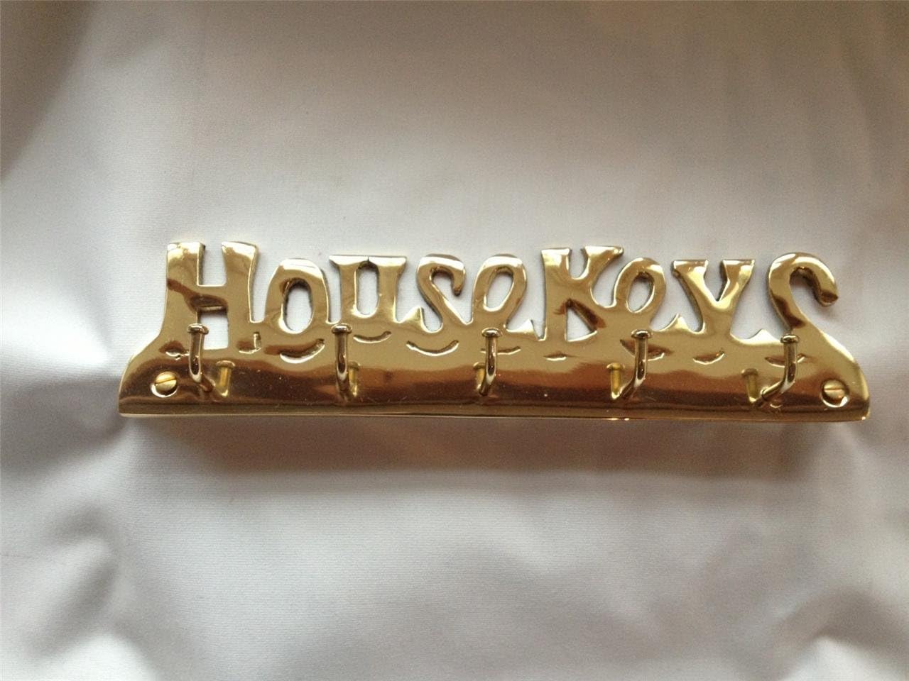 Shiny Nickel Plated Solid Brass" House Keys" Key Hook 5 Hooks Wall ...