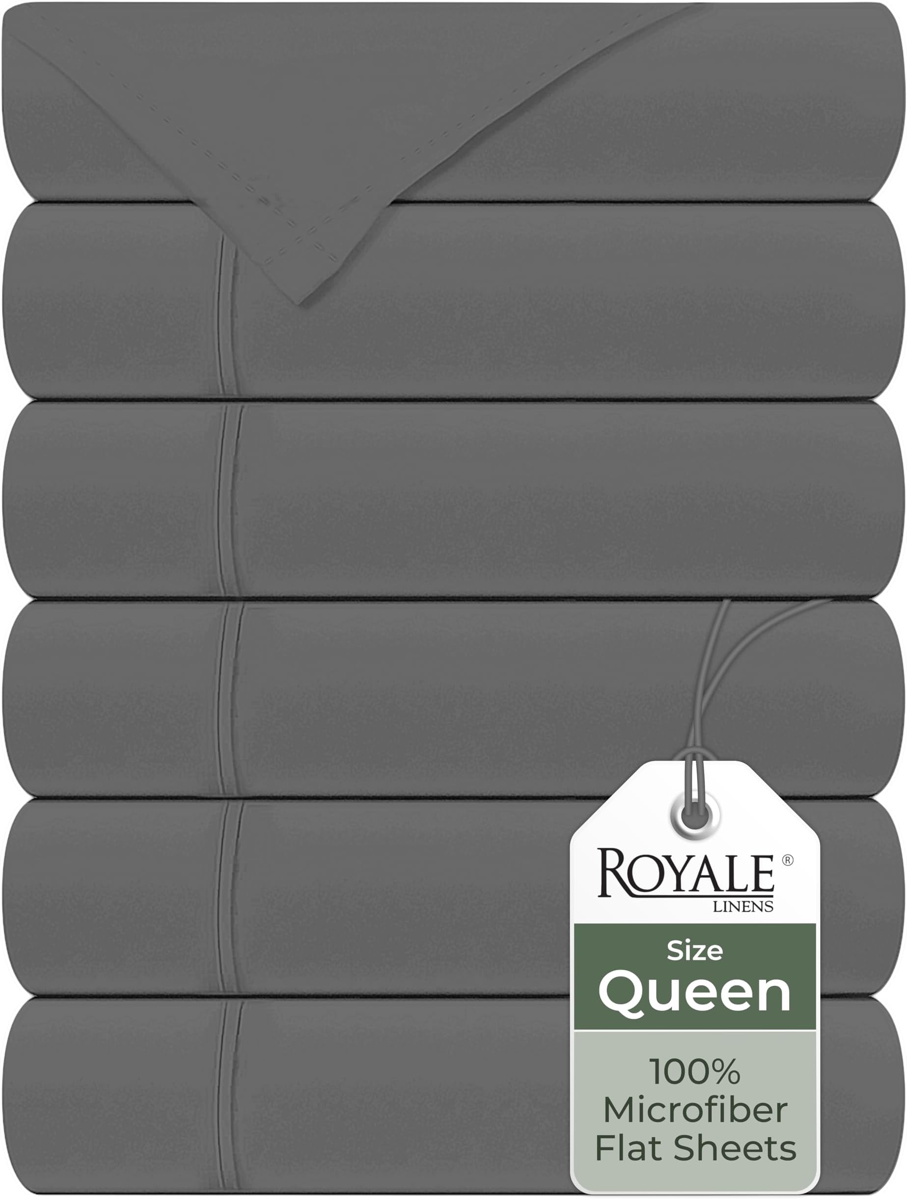 Amazon.com: Gray Flat Sheet Queen - 6 Pack Soft Bulk Flat Sheets for ...