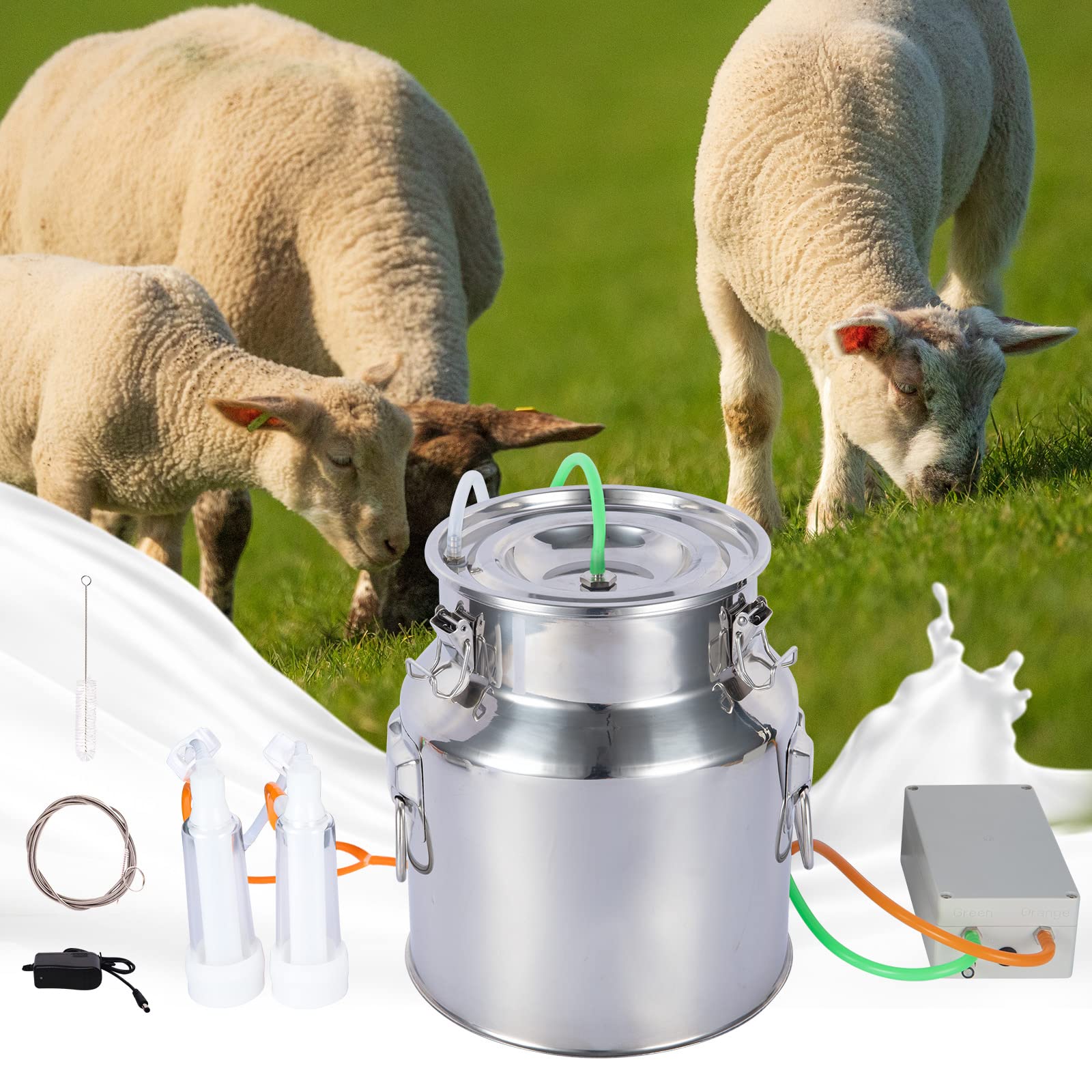 14L Goat Milking Machine, Portable Plug-in Speed Adjustable Pulsating ...