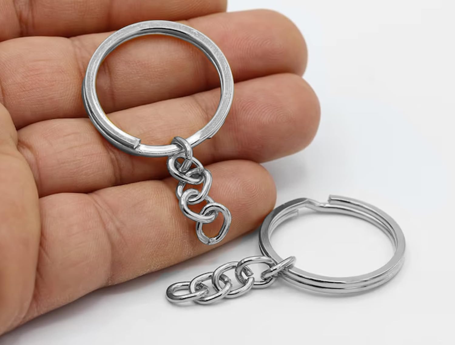 Craft Affair | Metal Loops Rings Keyring with Chain | 25MM, Pack of 10 ...