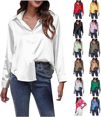Chemisier Blouse Femme Chic et Élégant Chemise Femme en Satin Haut ...