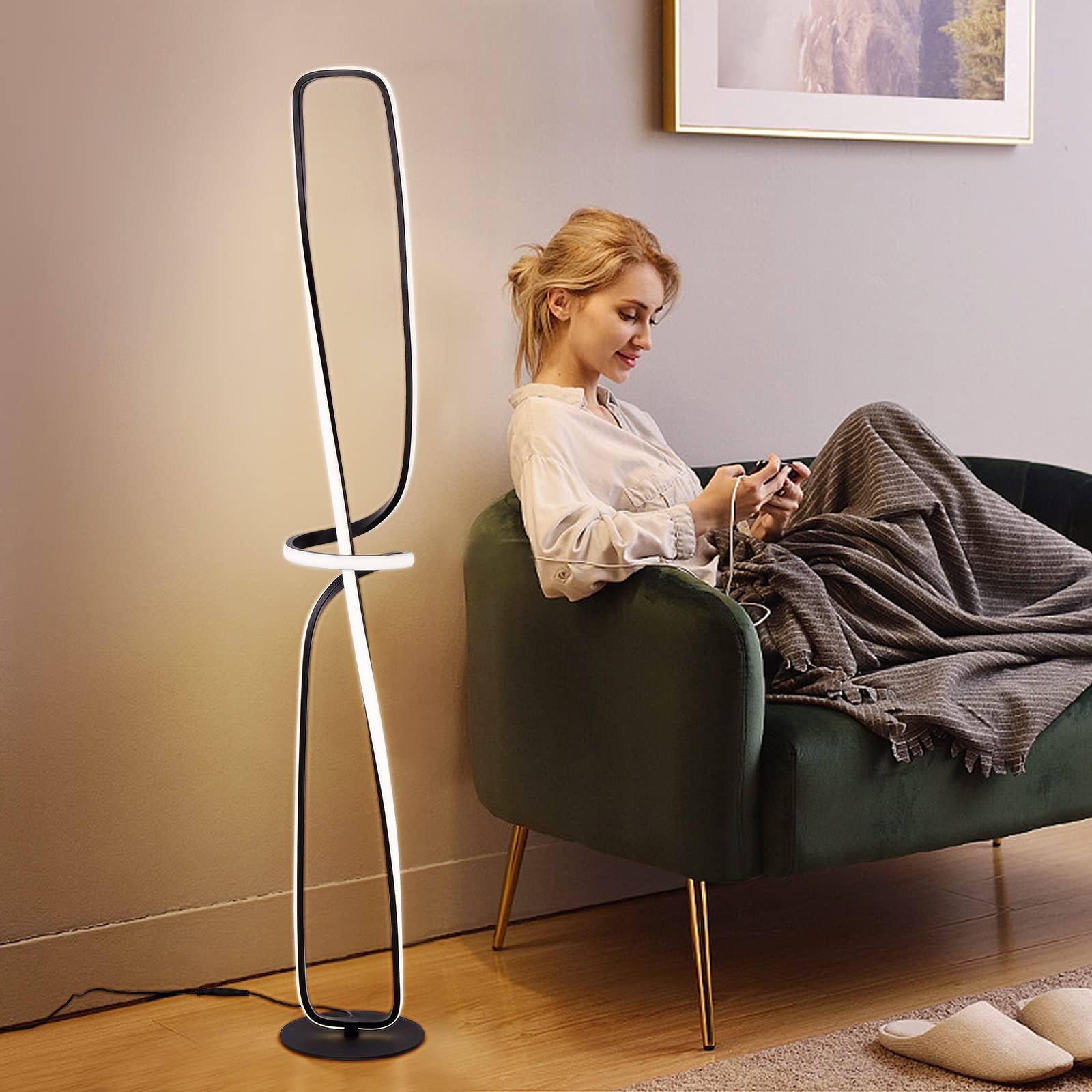 POWROL Floor Lamp for Living Room - Modern LED Lamp Remote Adjustable 3 ...