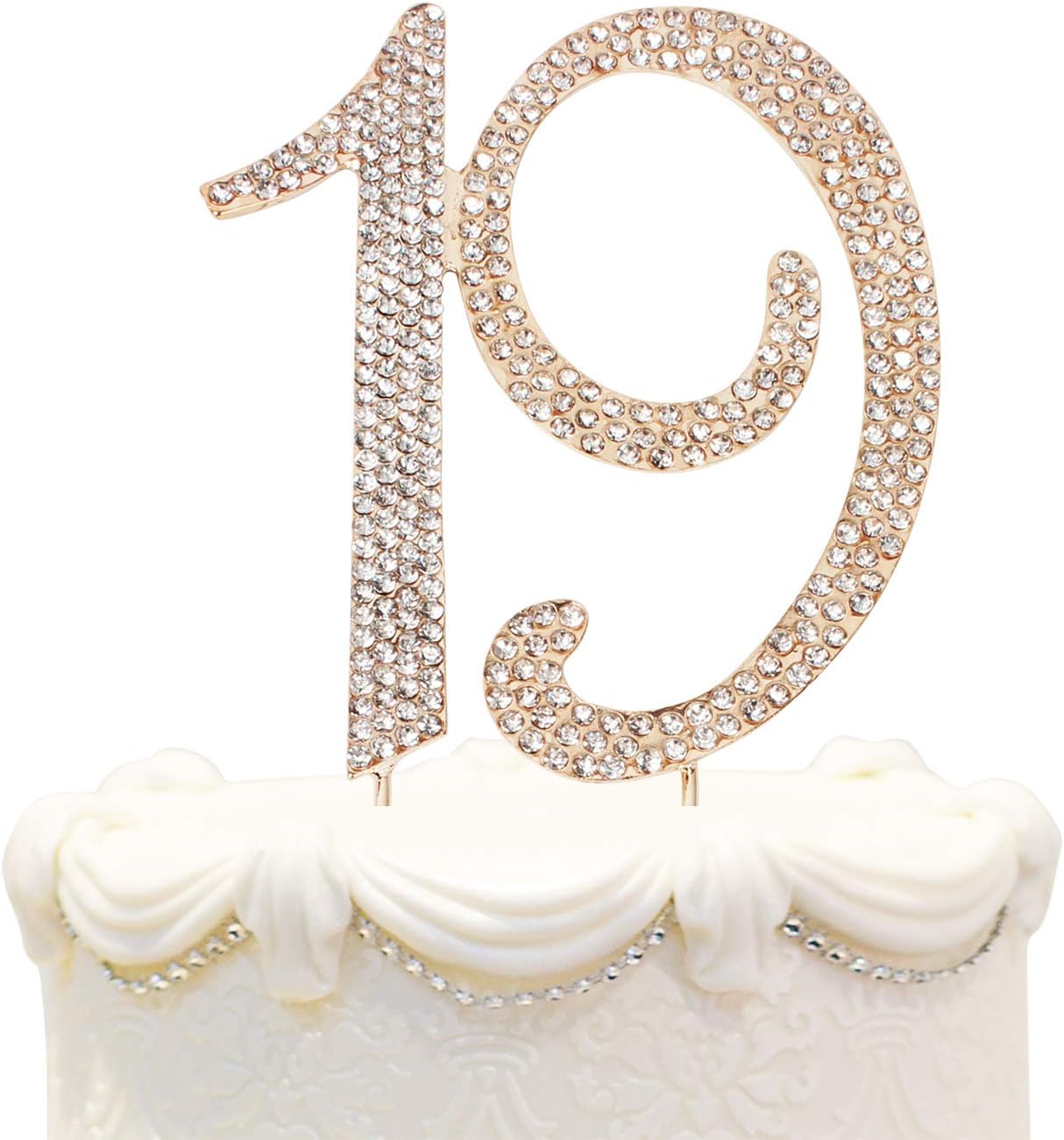 Amazon.com: Hatcher lee Bling Crystal 19 Birthday Cake Topper - Best ...