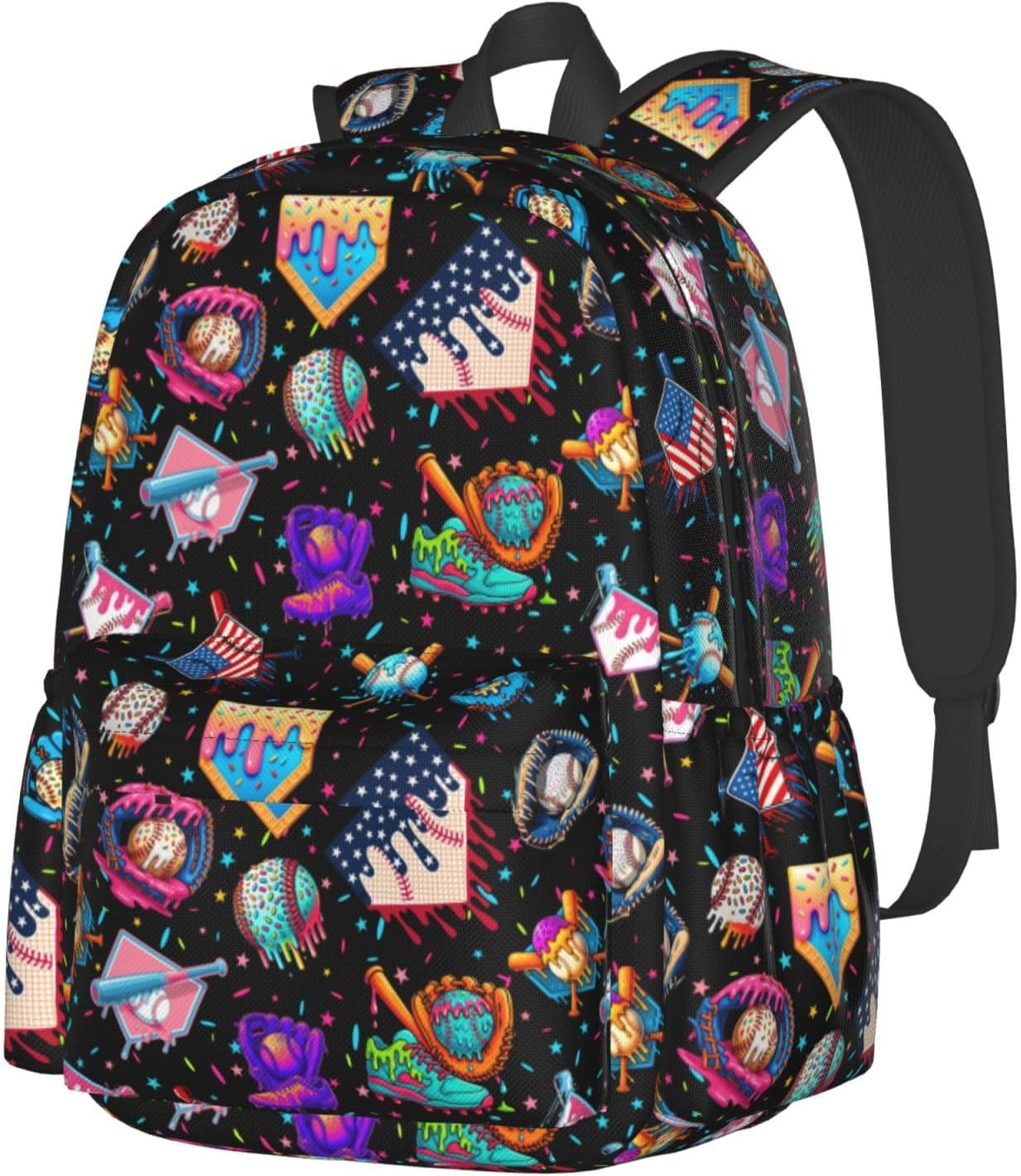 Amazon.com | Baseball Drip Ice Cream Backpack 17in, Casual Daypack ...