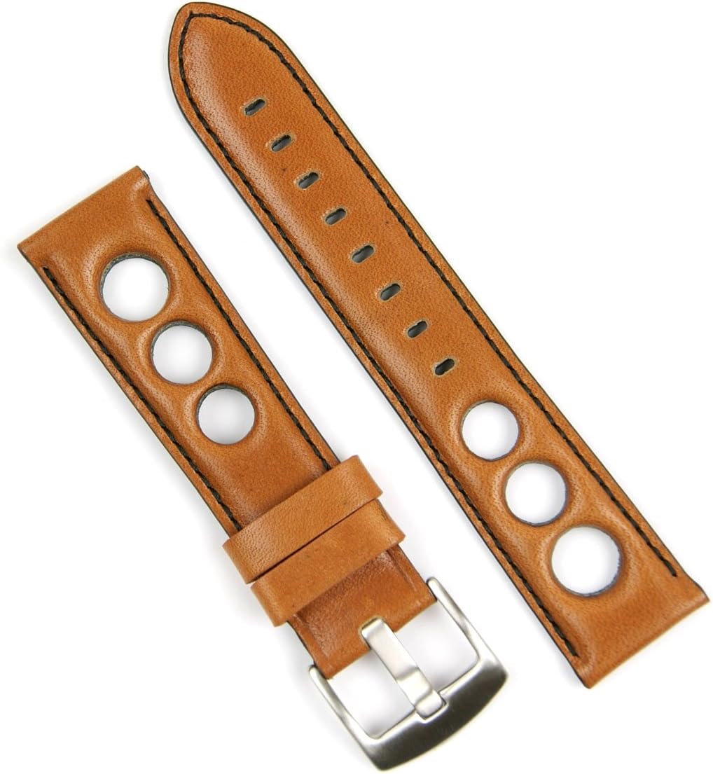 Amazon.com: B & R Bands 22mm Tan Horween Leather Rallye Watch Strap ...