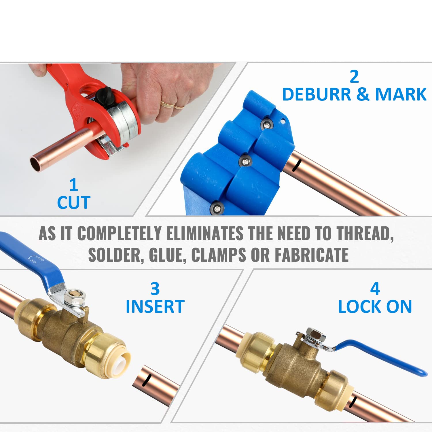 Snapklik.com : STYDDI Brass 1/2-inch Push Fit Ball Valve, 1/2” X 1/2 ...