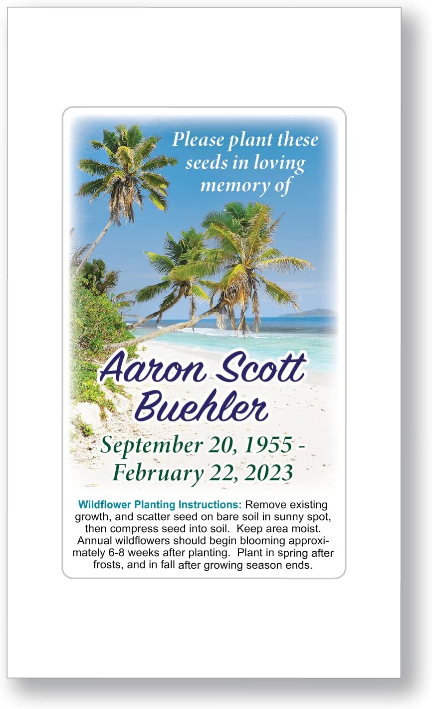 Amazon.com : 50 Personalized Beach Palm Tree Wildflower Memorial ...