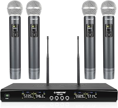 D Debra Audio AU800 Pro UHF 8 Channel Wireless Microphone System with 4 Handheld & 4 Bodypack ...