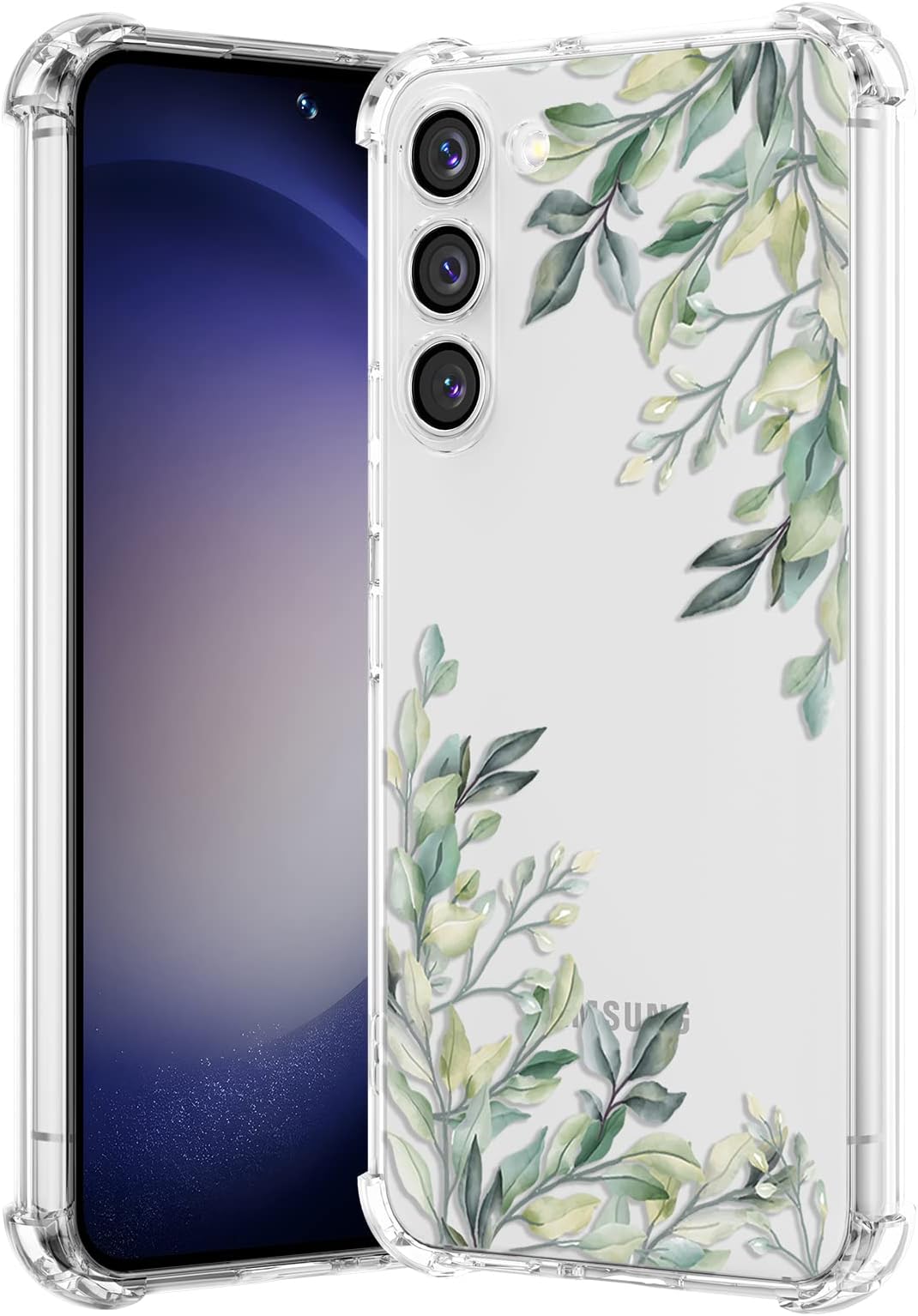 Amazon.com: RALEAVO Floral Case for Samsung Galaxy S24,Clear Leaves ...