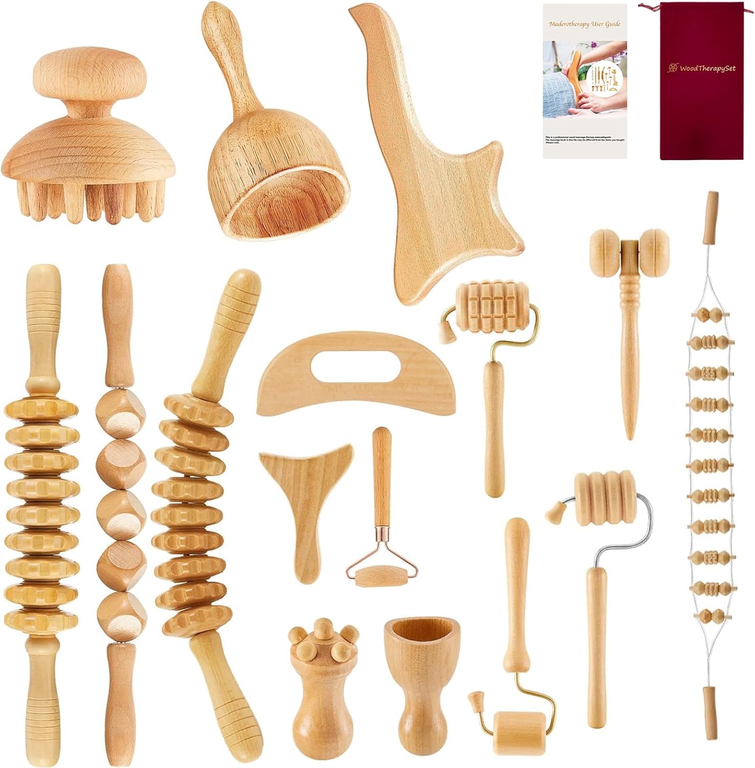 Amazon.com: ZLOTOTEC 16-in-1 Wood Therapy Massage Kit, Wooden Massage ...