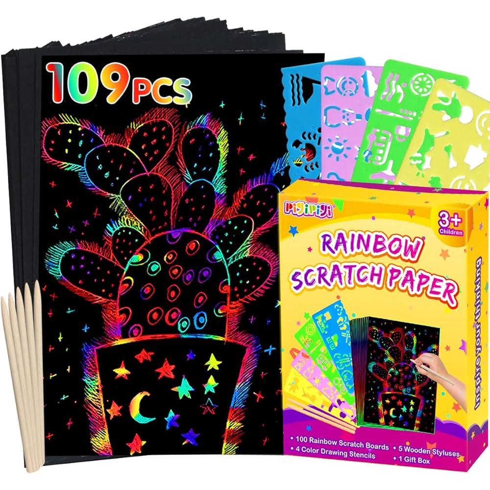 $4/mo - Finance pigipigi Rainbow Scratch Paper Art: 109 Pcs Magic ...