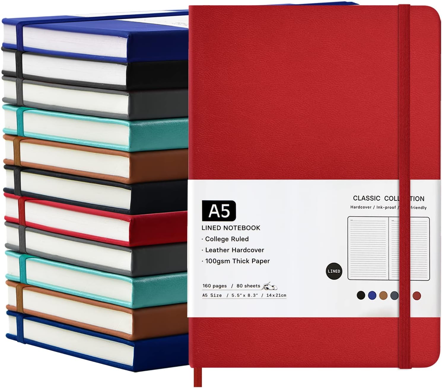 Amazon.com : 12 Pack Journal Notebooks College Ruled Notebook Classic ...