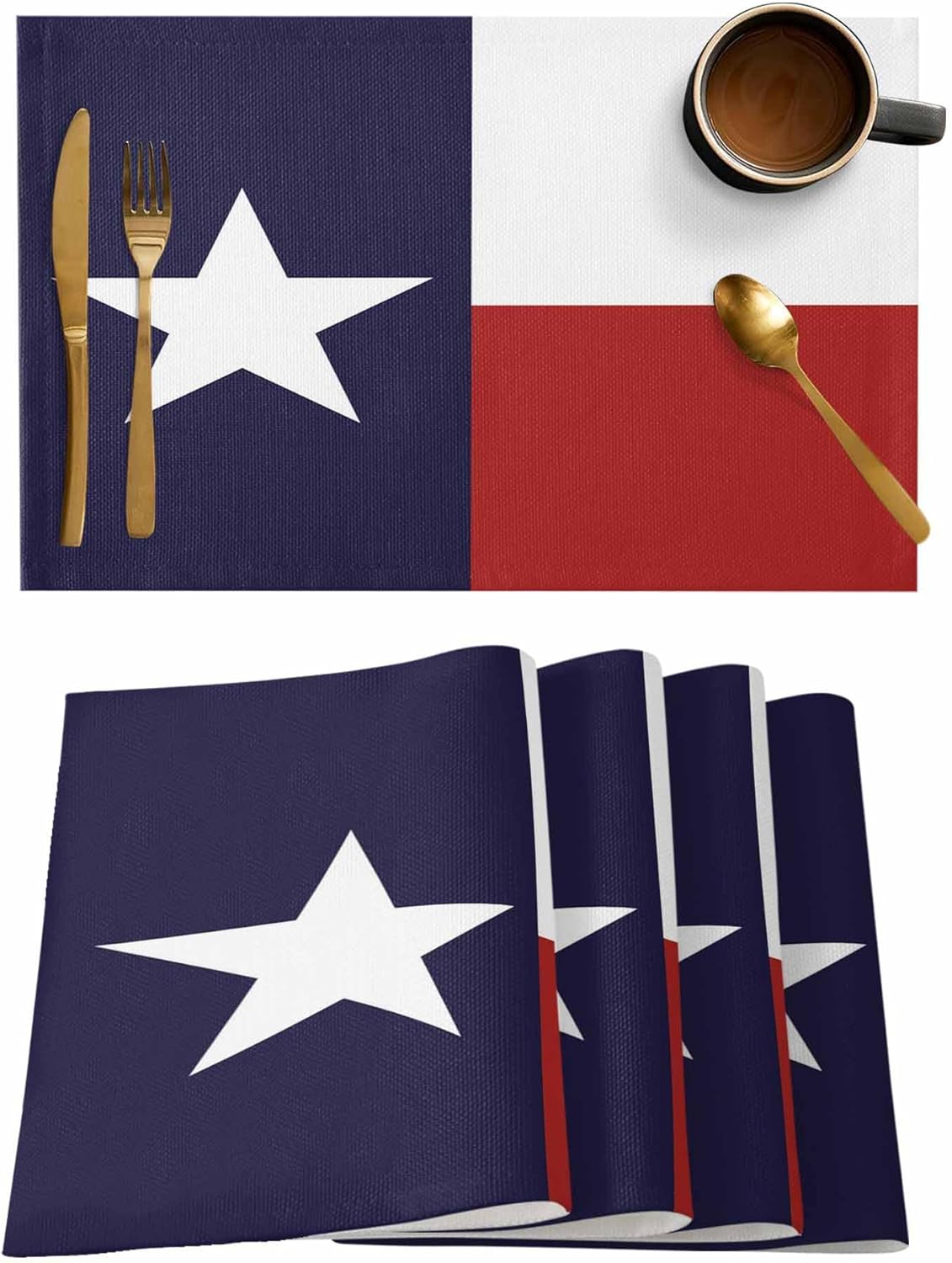 Amazon.com: Texas Star Flag Star and White Red Stripe Washable Place ...