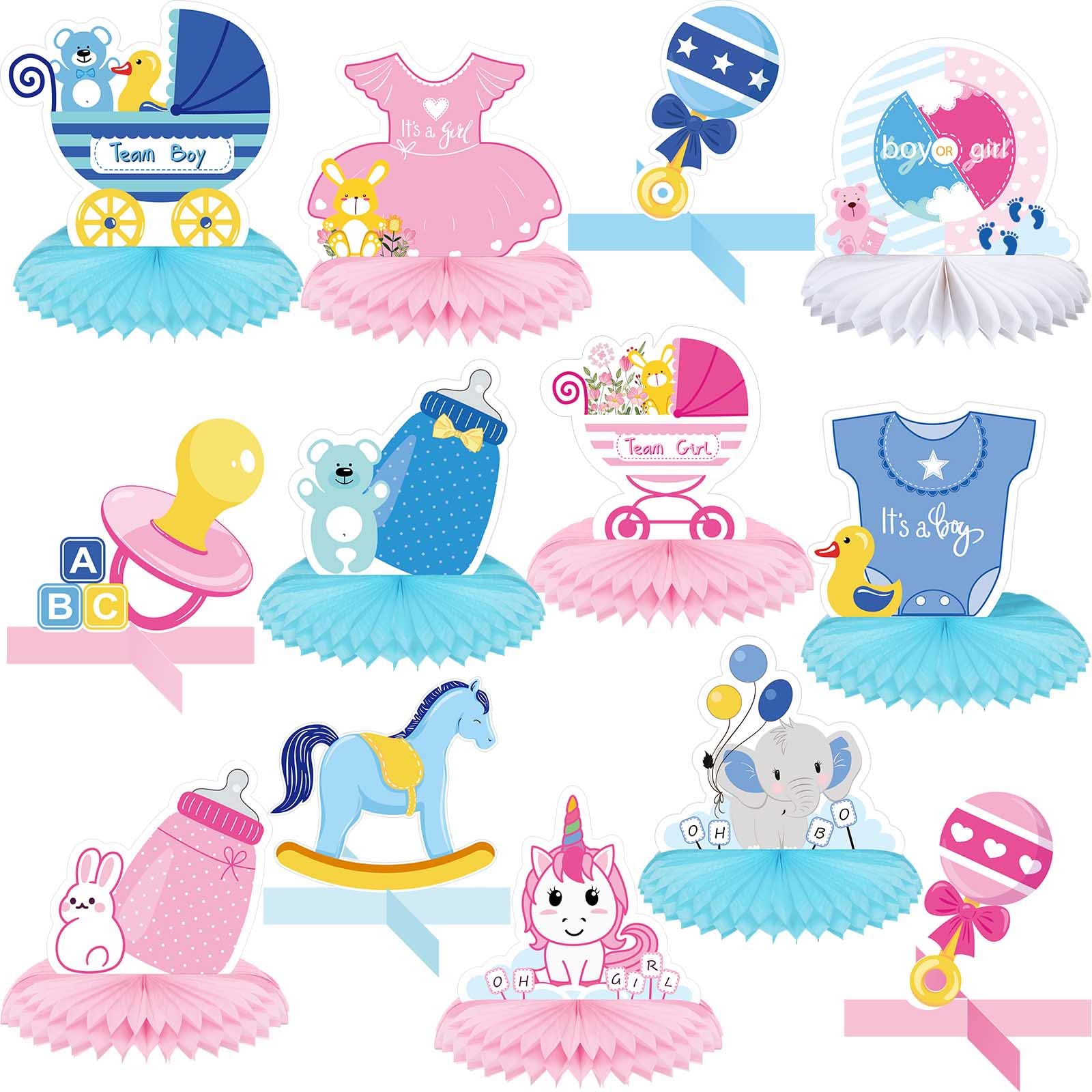 13 Pieces Gender Reveal Table Decorations Table Centerpieces Gender ...