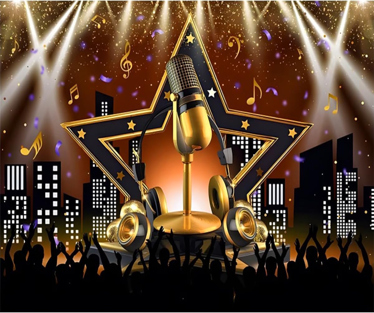 Amazon.com : Xtra Large Karaoke Party Backdrop, Music Disco Theme ...
