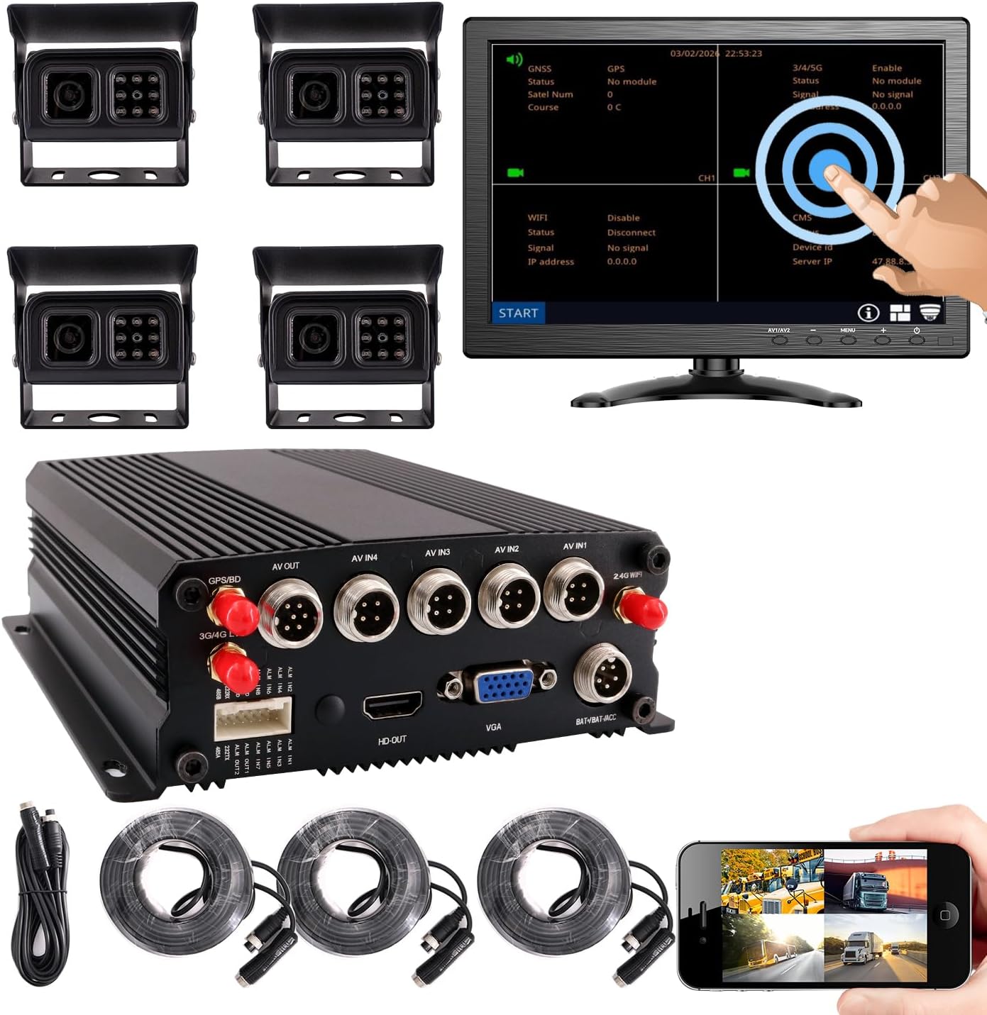 Amazon.com : JOINLGO 4CH GPS 4G WiFi 1080P Fleet Truck Vehicle Blackbox ...