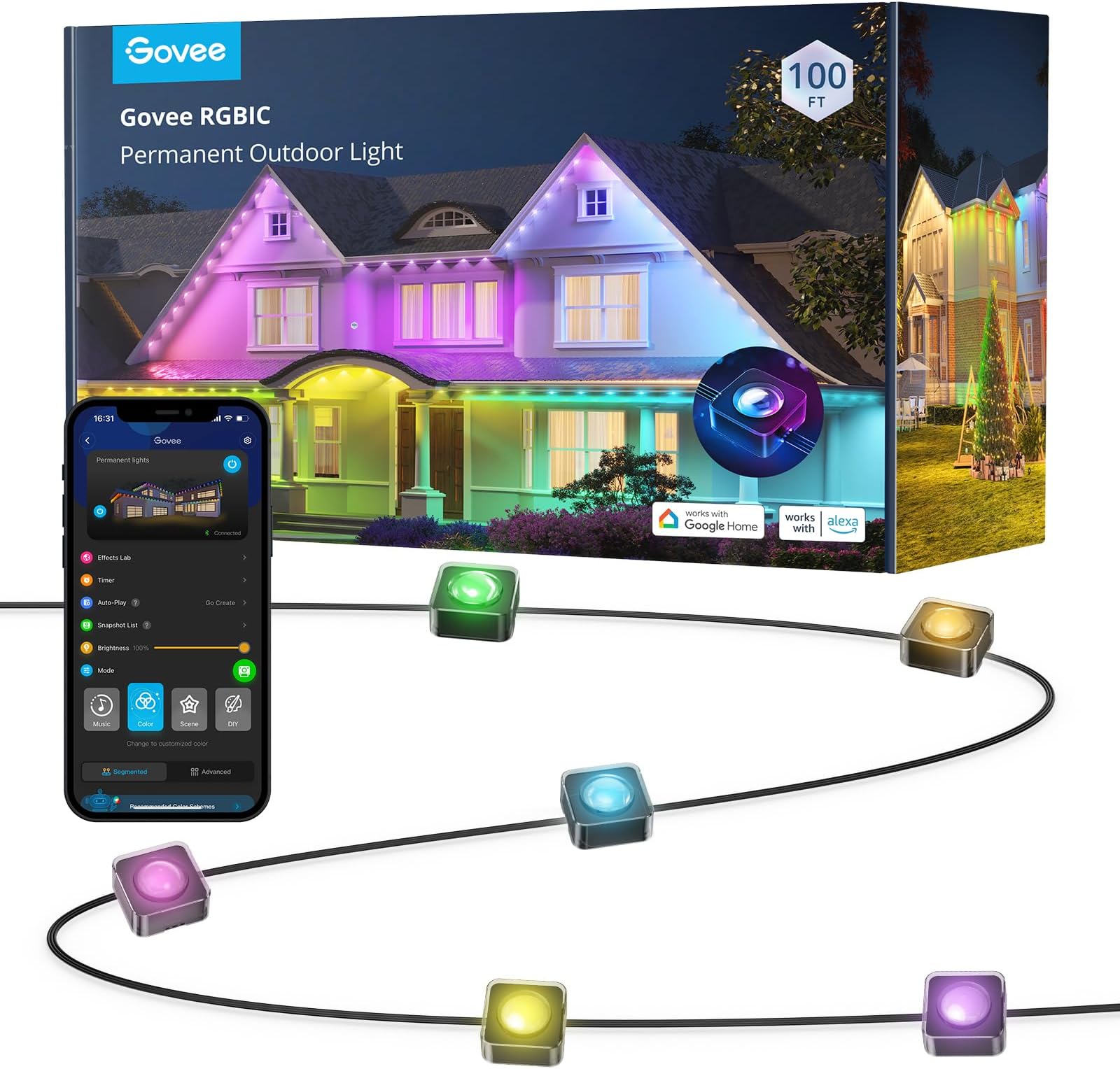 Govee Permanent Outdoor Lights, Smart RGBIC Outdoor Lights with 75 ...