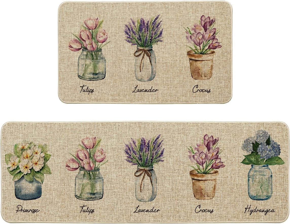 Amazon.com: Artoid Mode Tulip Lavender Hydrangea Flowers Spring Kitchen ...
