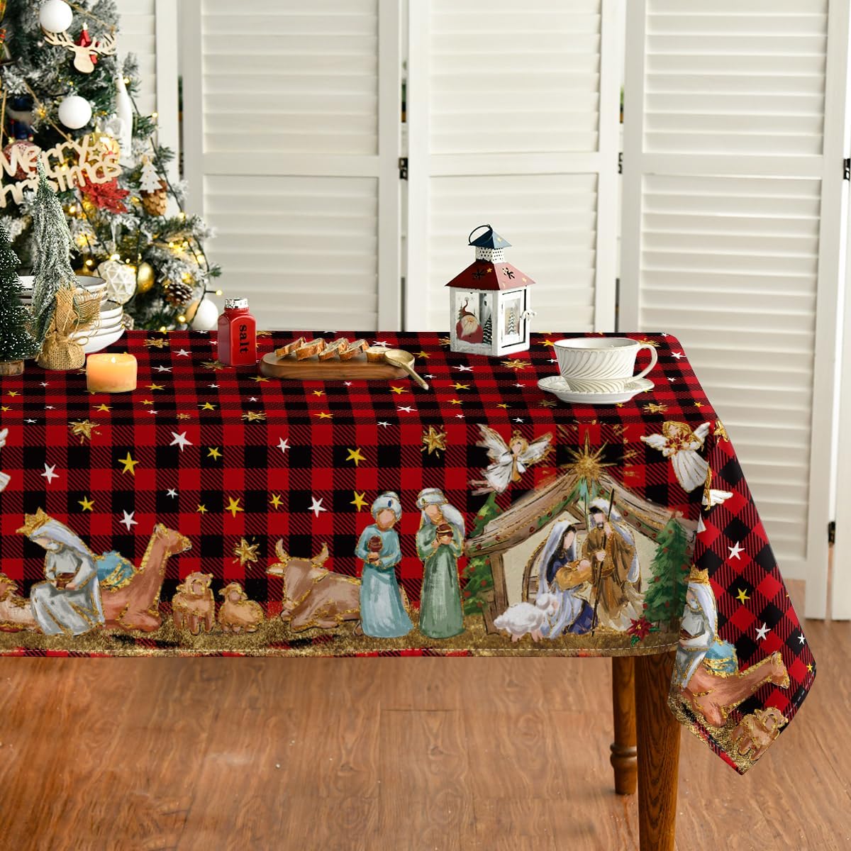 Amazon.com: Horaldaily Christmas Tablecloth 60×84 Inch, Holy Nativity ...